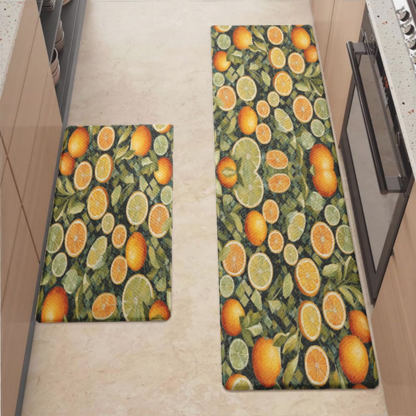 Anti Fatigue Kitchen Mat, Citrus Mediterranean Style Mosaic Sets of 2 ...