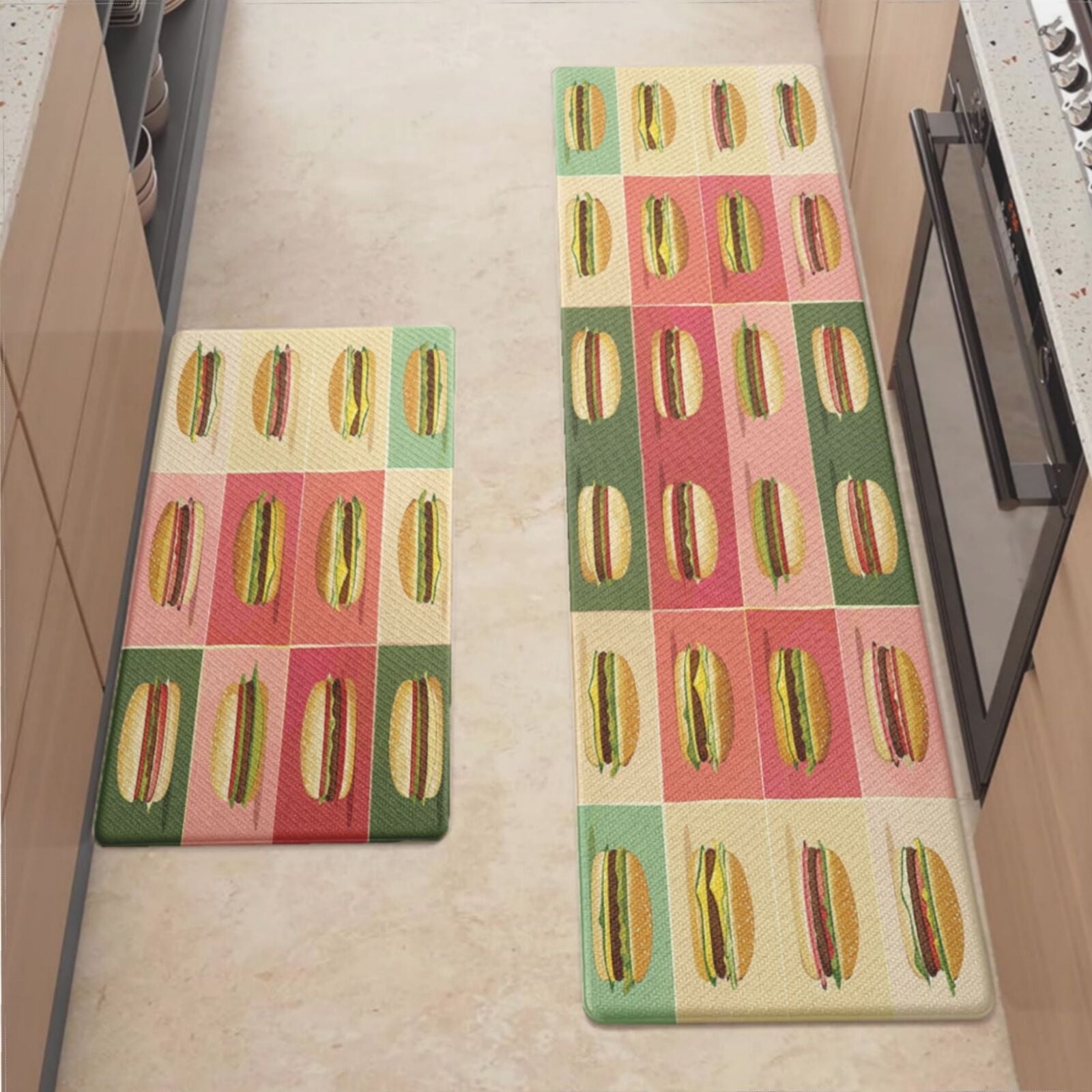 Anti Fatigue Kitchen Mat, Colorful Hamburger Kitchen Rugs Non Slip ...