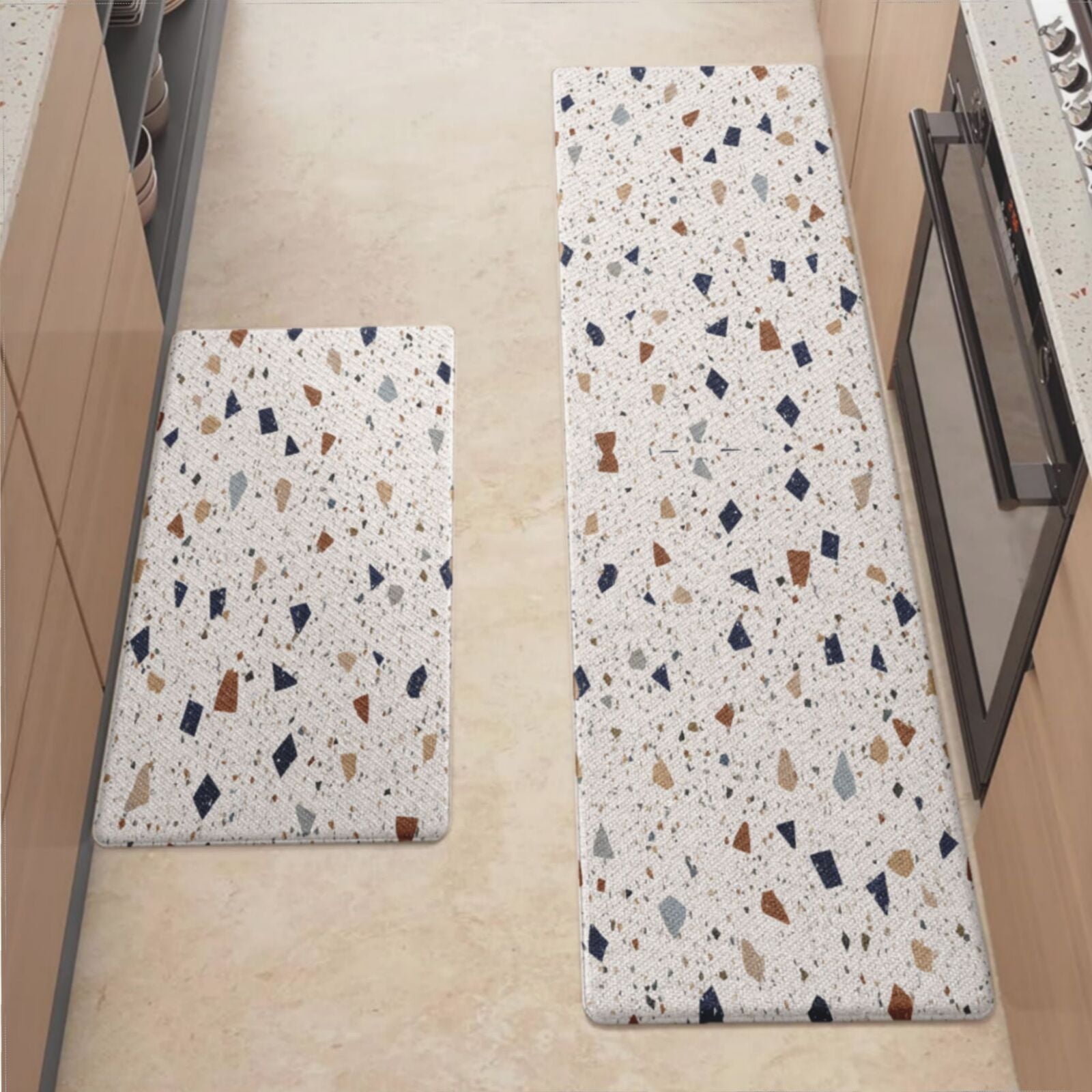 Anti Fatigue Kitchen Mat, Colorful Terrazzo Print Kitchen Rugs Non Slip ...