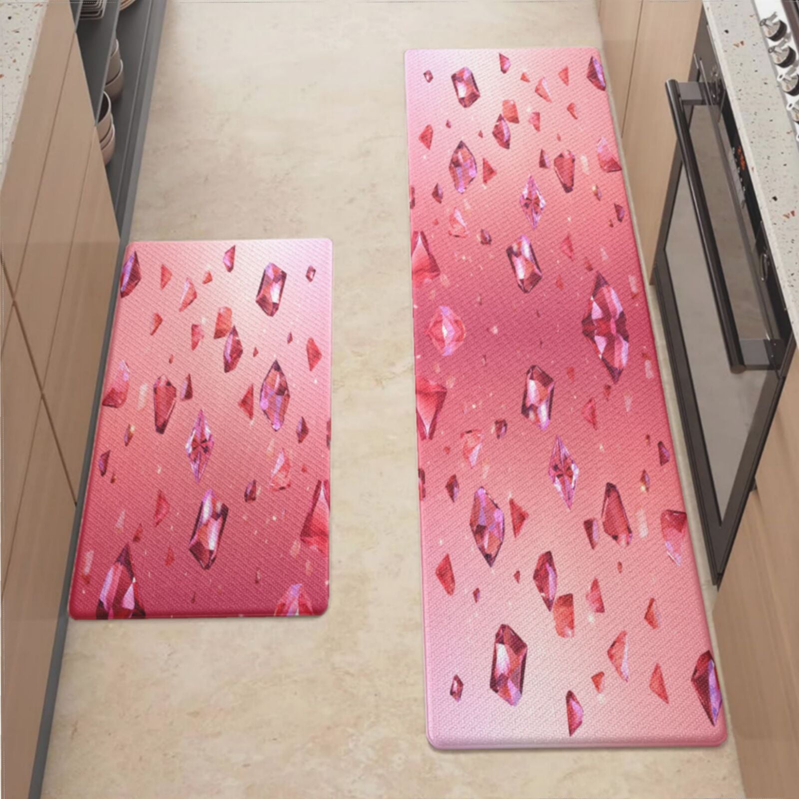 Anti Fatigue Kitchen Mat, Crystal Falling Sets of 2 Kitchen Rugs Non ...
