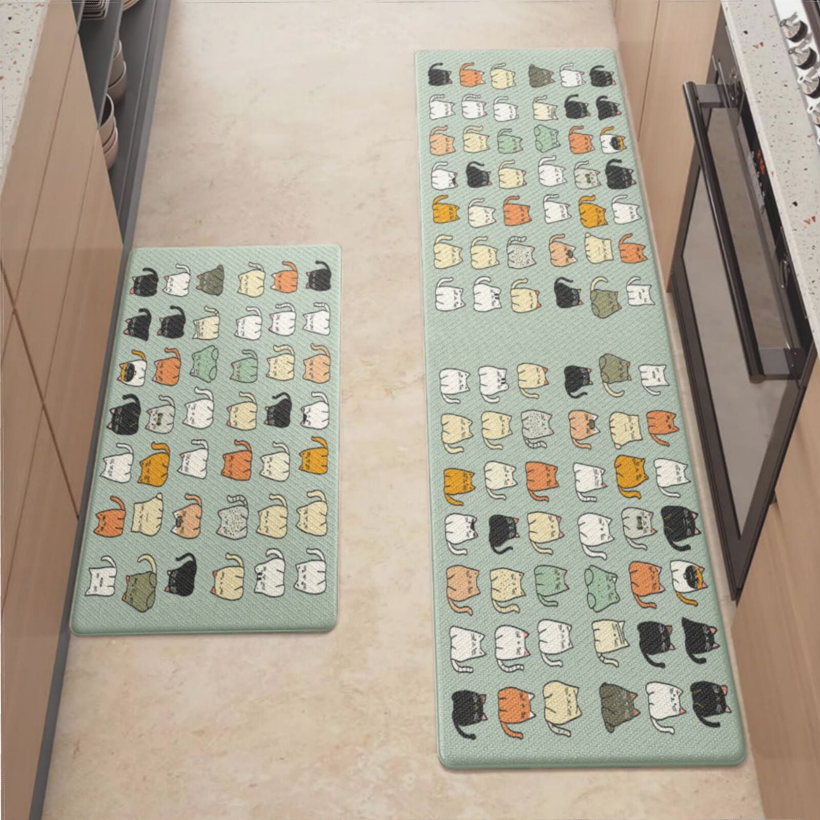 Anti Fatigue Kitchen Mat, Cute Cat Sketch Kitchen Rugs Non Slip ...
