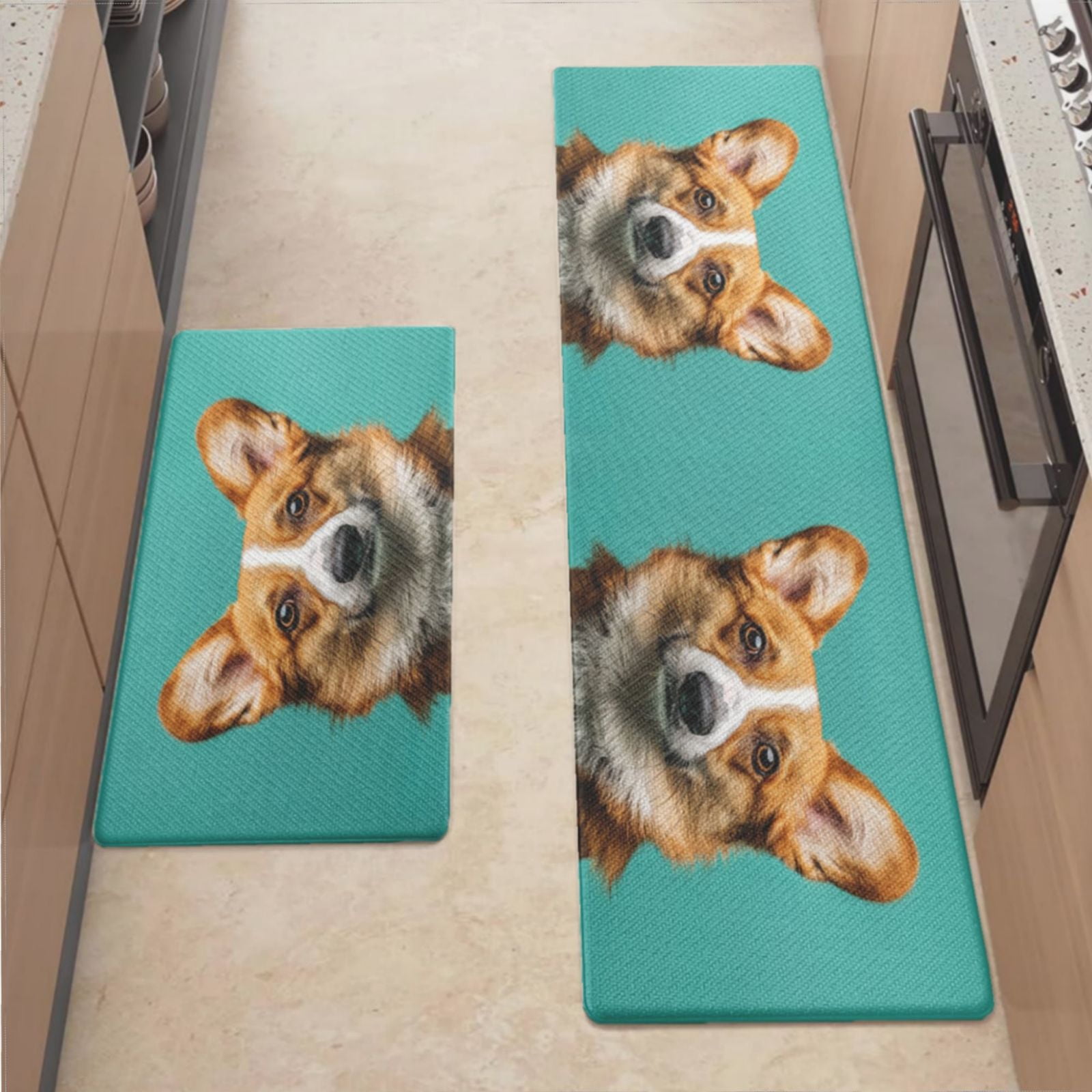 Anti Fatigue Kitchen Mat, Cute Corgi Sets of 2 Kitchen Rugs Non Slip ...