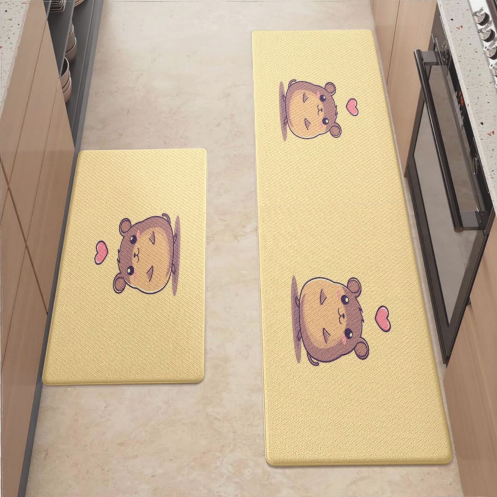 Anti Fatigue Kitchen Mat, Cute Mouse Heart Sets of 2 Kitchen Rugs Non ...