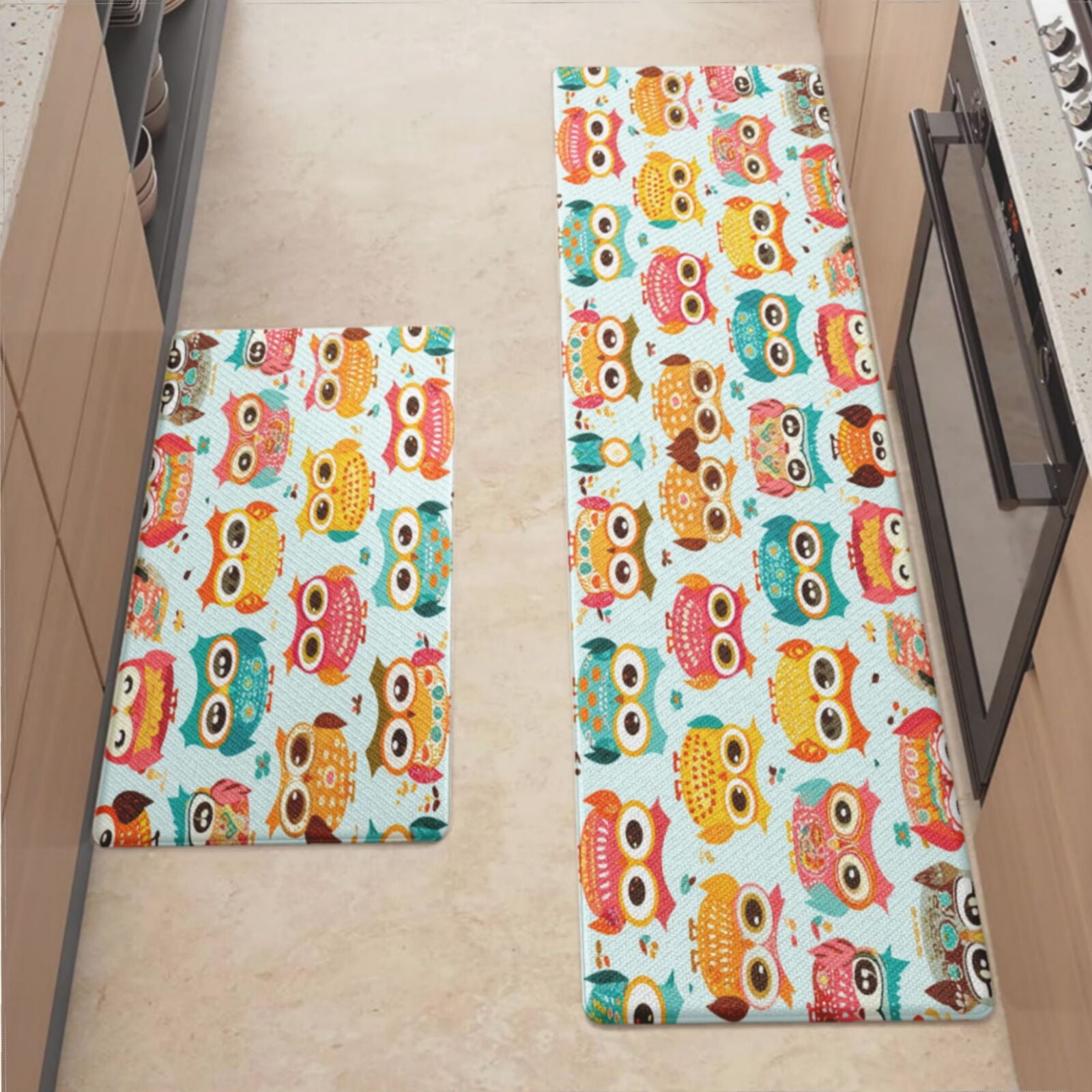 Anti Fatigue Kitchen Mat, Cute Owl Pattern Kitchen Rugs Non Slip ...