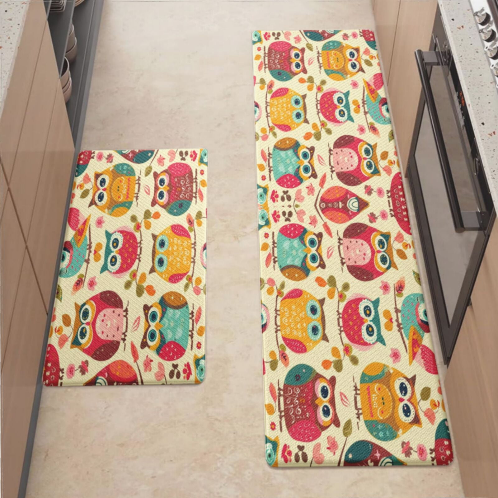 Anti Fatigue Kitchen Mat, Cute Owl Pattern Kitchen Rugs Non Slip ...