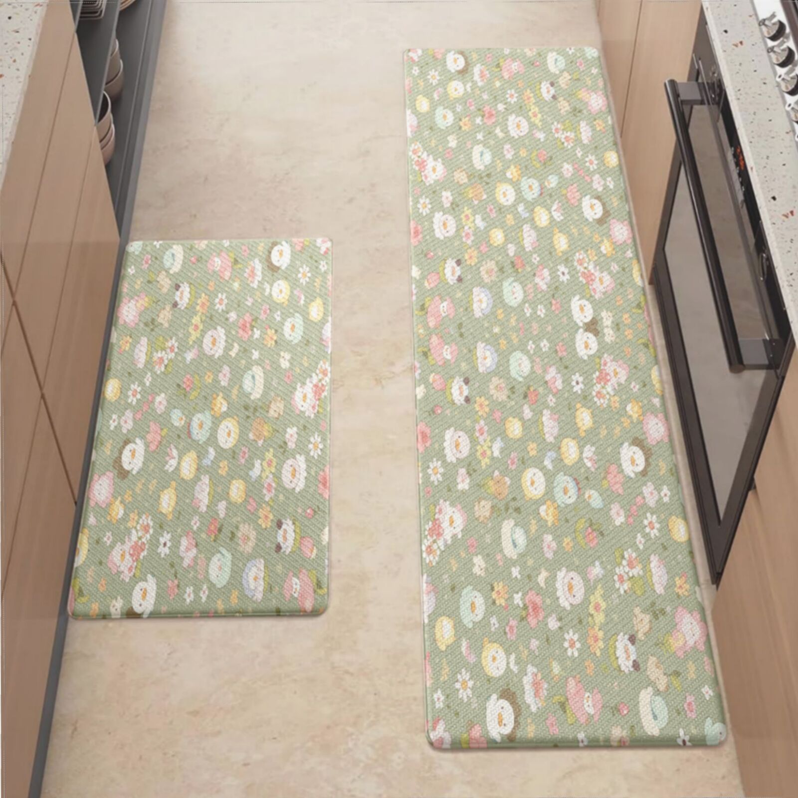 Anti Fatigue Kitchen Mat, Cute Pattern Sets of 2 Kitchen Rugs Non Slip ...