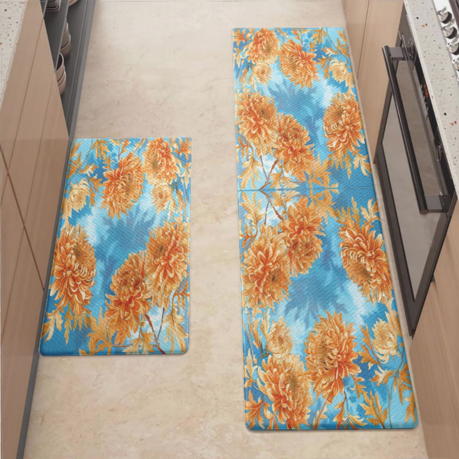 Anti Fatigue Kitchen Mat, Daisies Garden Flowers Kitchen Rugs Non Slip ...