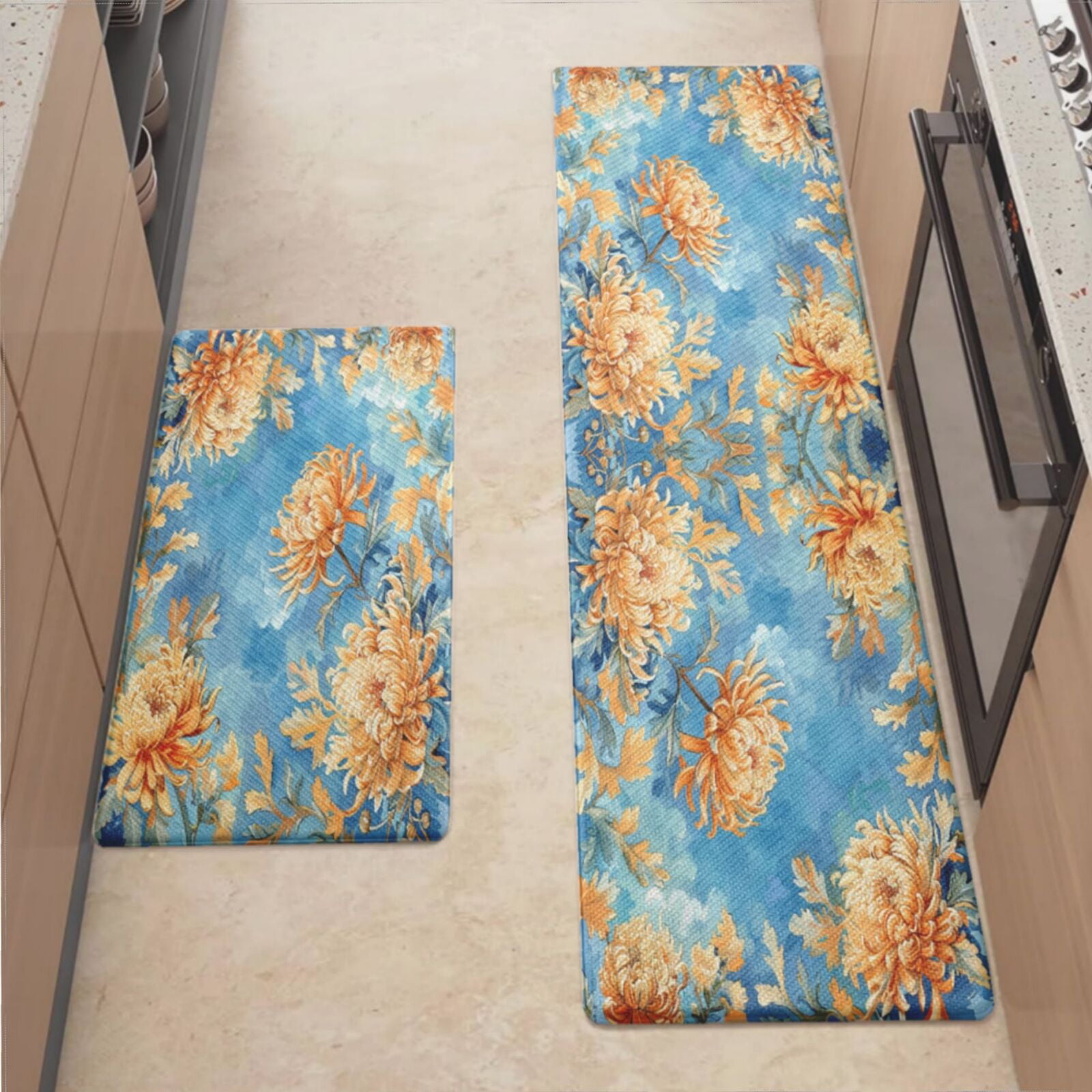Anti Fatigue Kitchen Mat, Daisies Garden Flowers Kitchen Rugs Non Slip ...