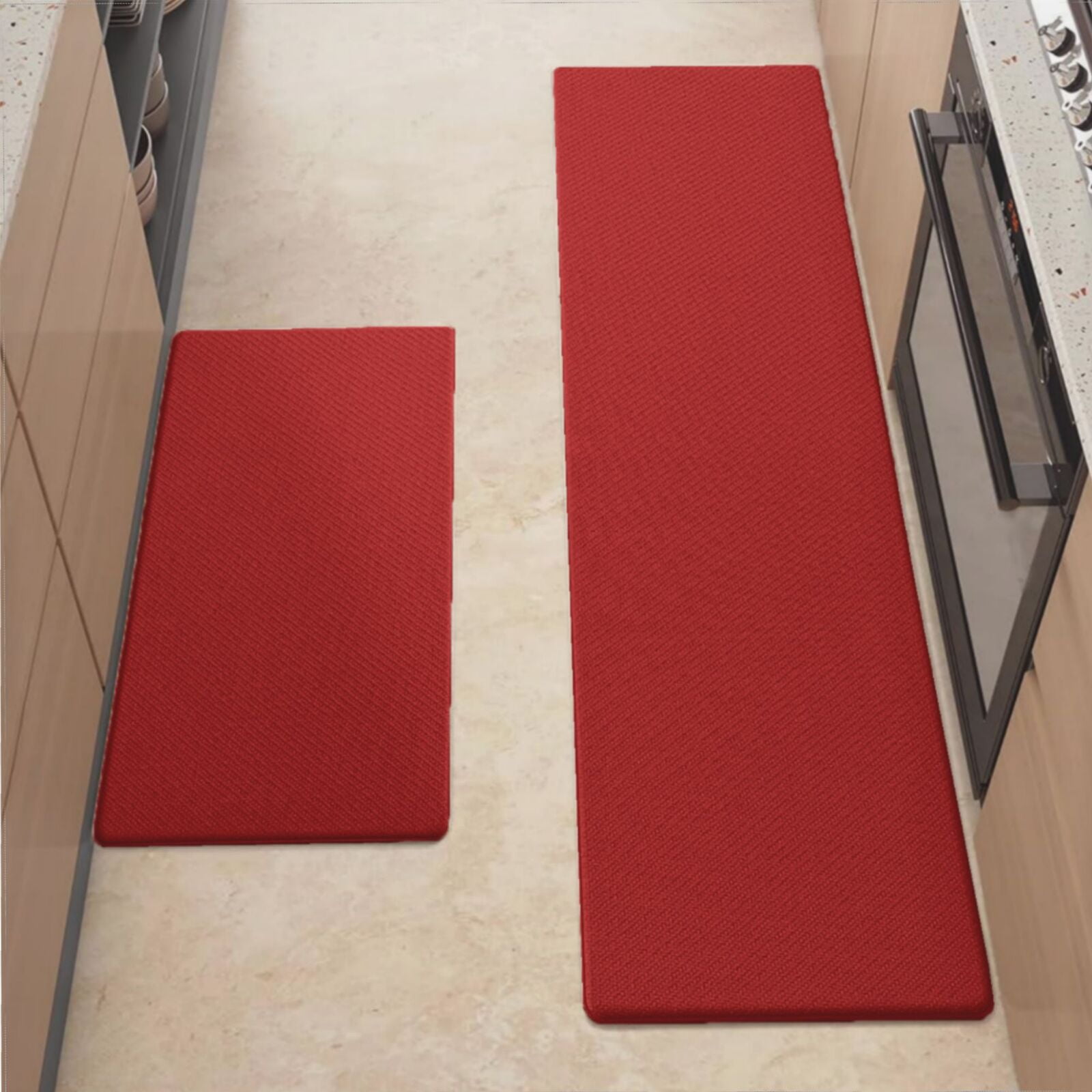 Anti Fatigue Kitchen Mat, Dark Candy Apple Red Kitchen Rugs Non Slip ...