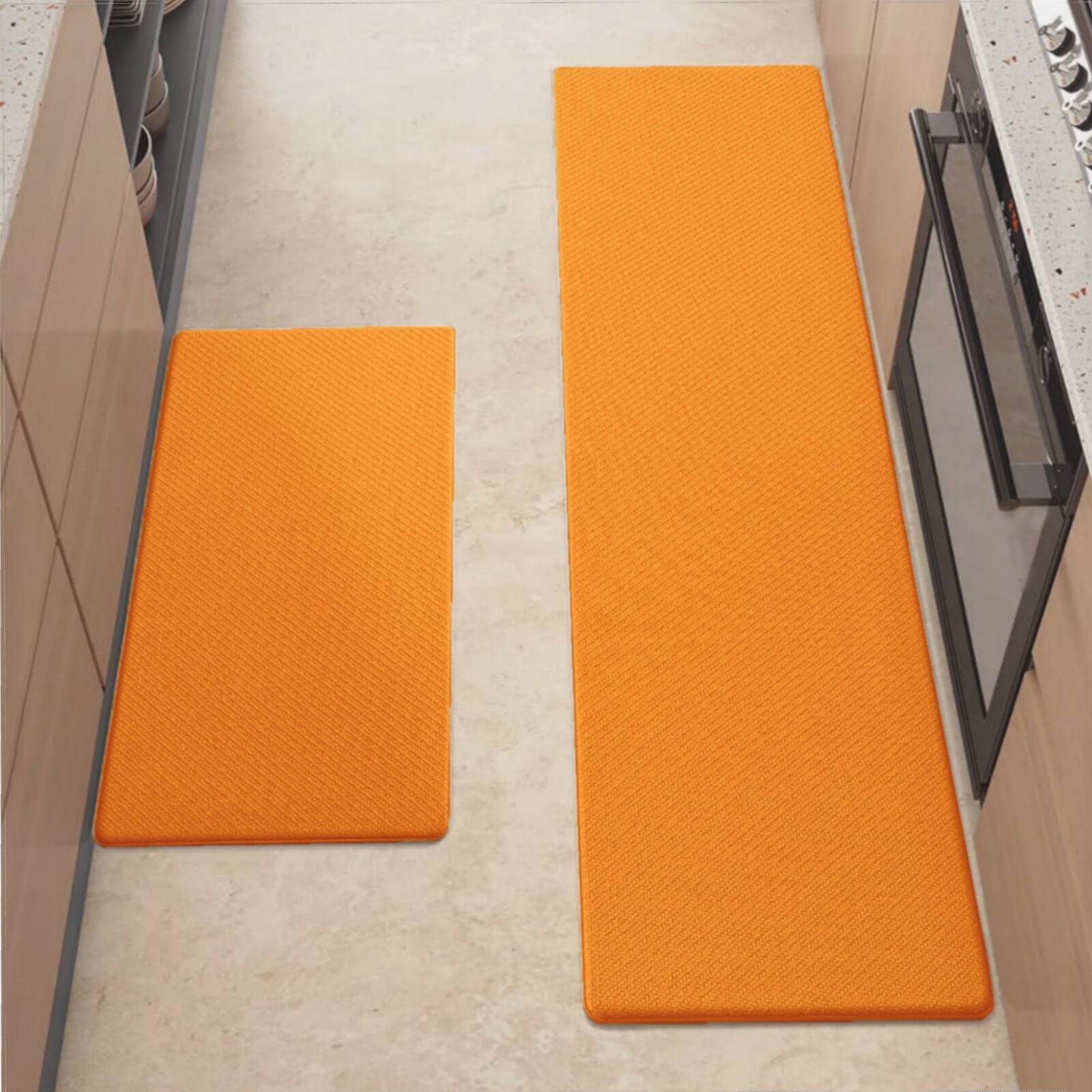Anti Fatigue Kitchen Mat, Dark Orange Kitchen Rugs Non Slip, Cushioned ...