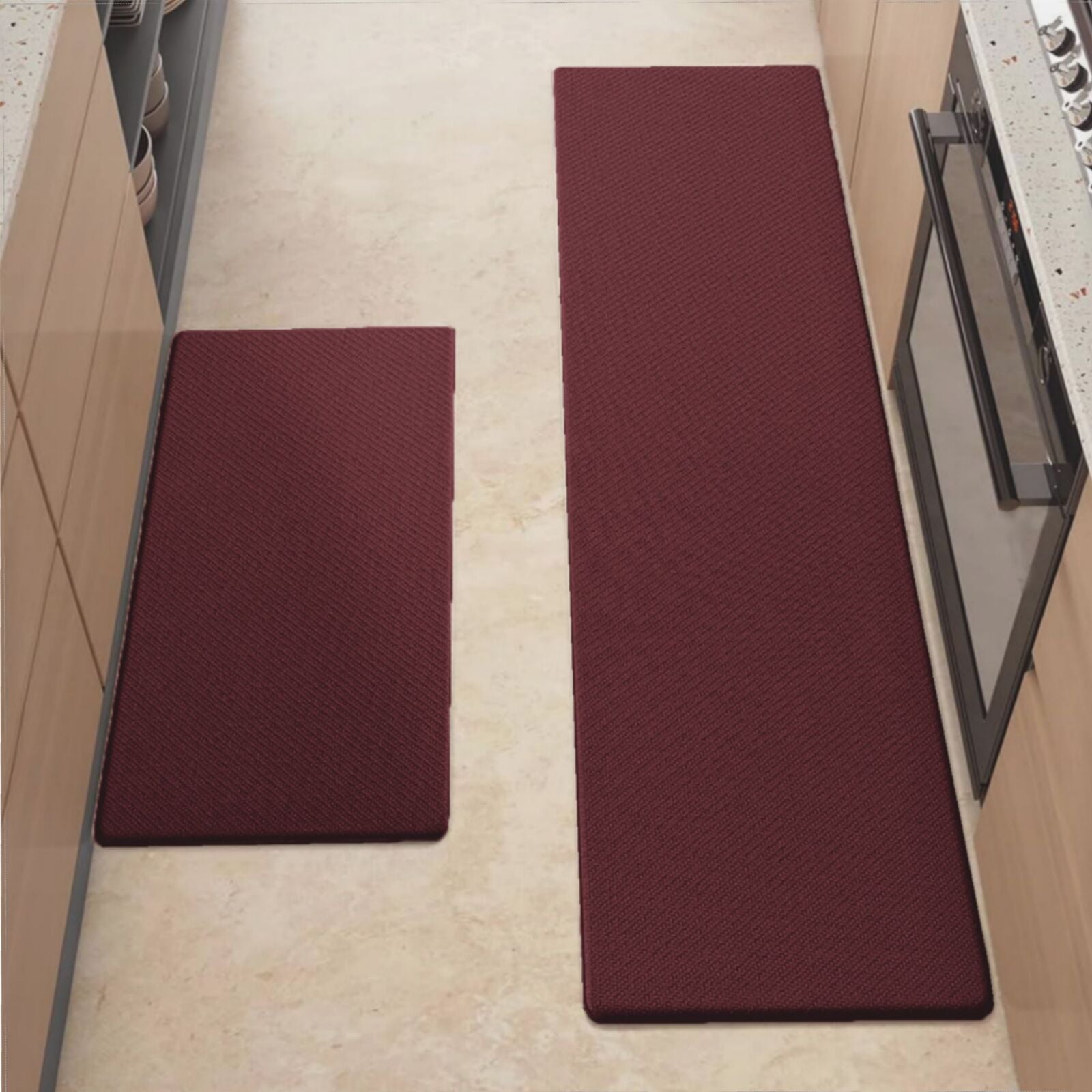 Anti Fatigue Kitchen Mat, Dark Scarlet Red Kitchen Rugs Non Slip ...