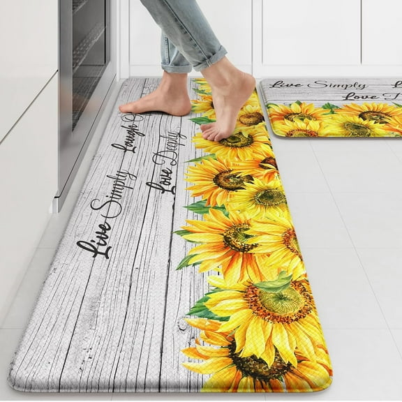 Kitchen Rugs Sets Of 2,Pioneer Flower Floral Print Pattern Anti Fatigue ...