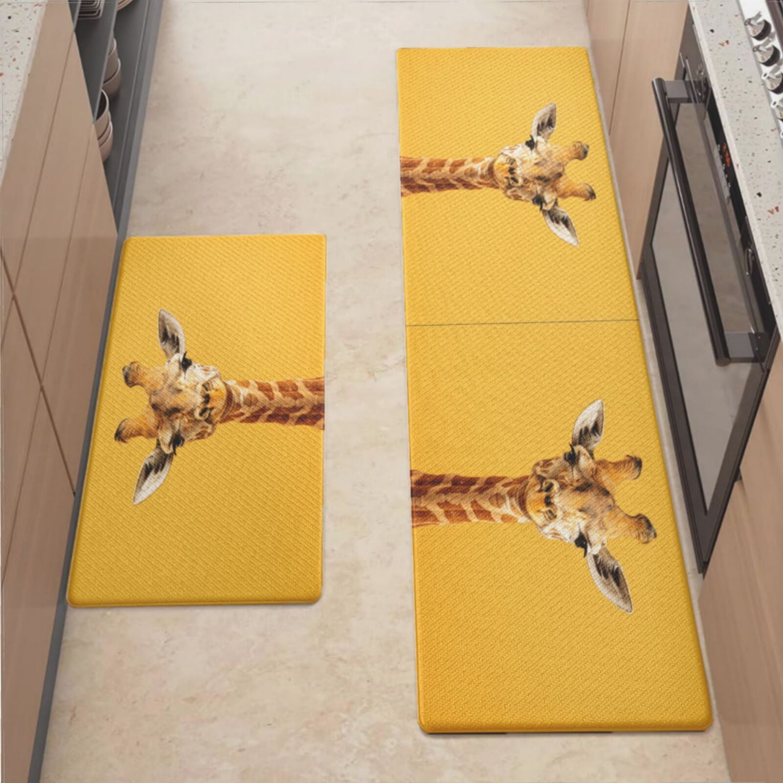 Anti Fatigue Kitchen Mat, Giraffe Yellow Kitchen Rugs Non Slip ...