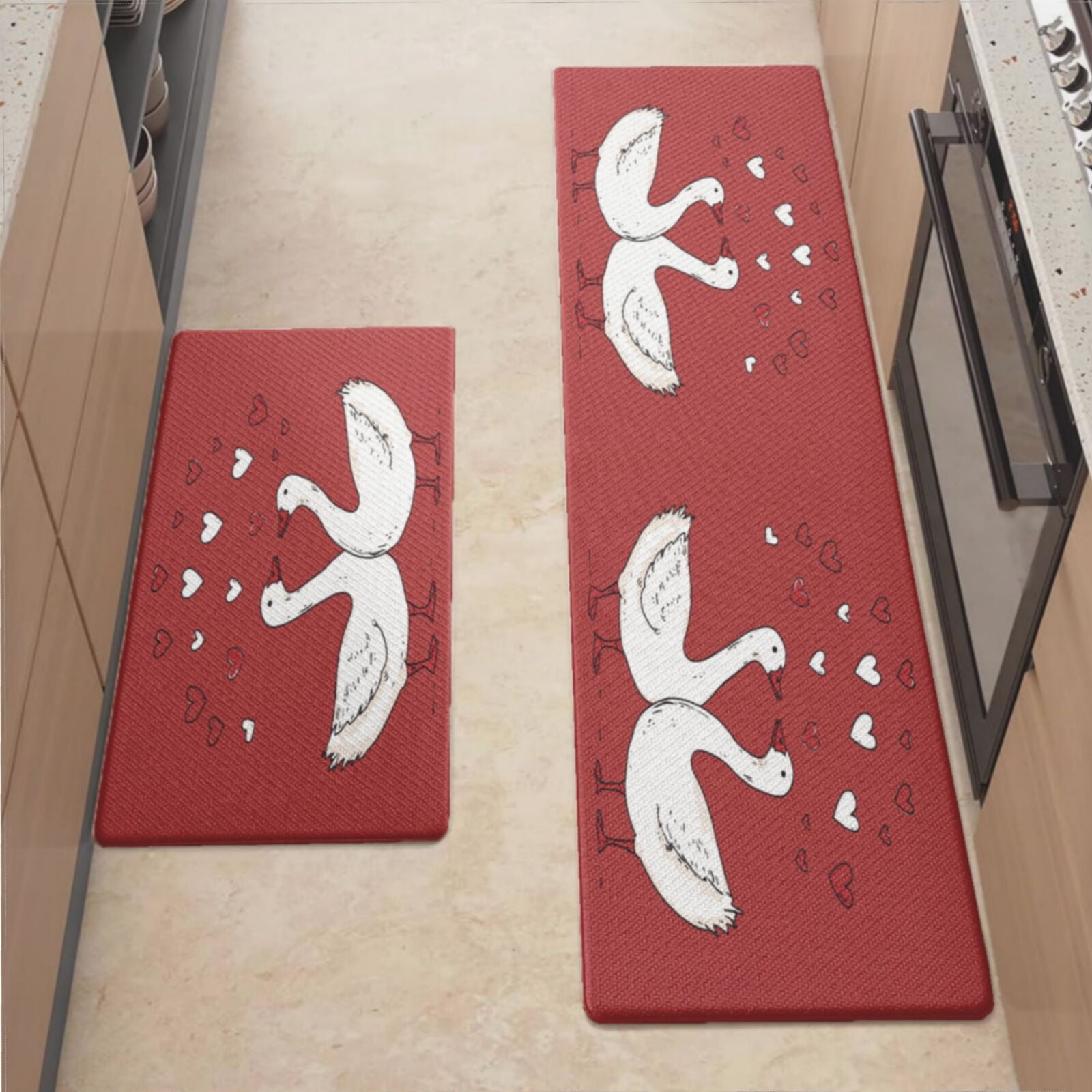 Anti Fatigue Kitchen Mat, Goose Love Valentine Sets of 2 Kitchen Rugs ...