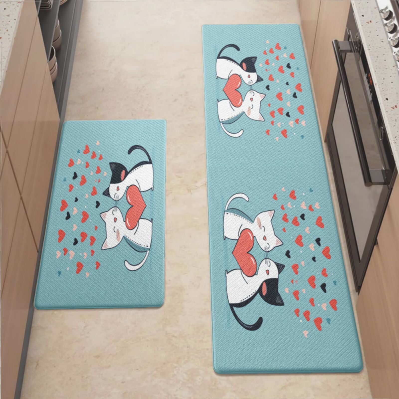 Anti Fatigue Kitchen Mat, Kitty Cat Love Kitchen Rugs Non Slip ...