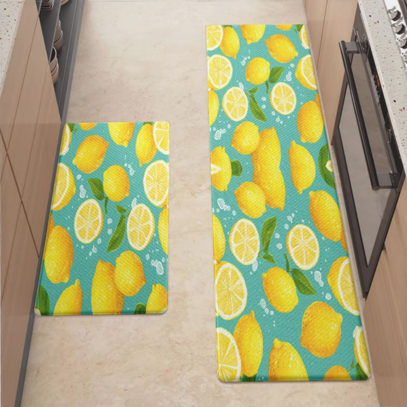 Anti Fatigue Kitchen Mat, Lemon Bubble Sets of 2 Kitchen Rugs Non Slip ...