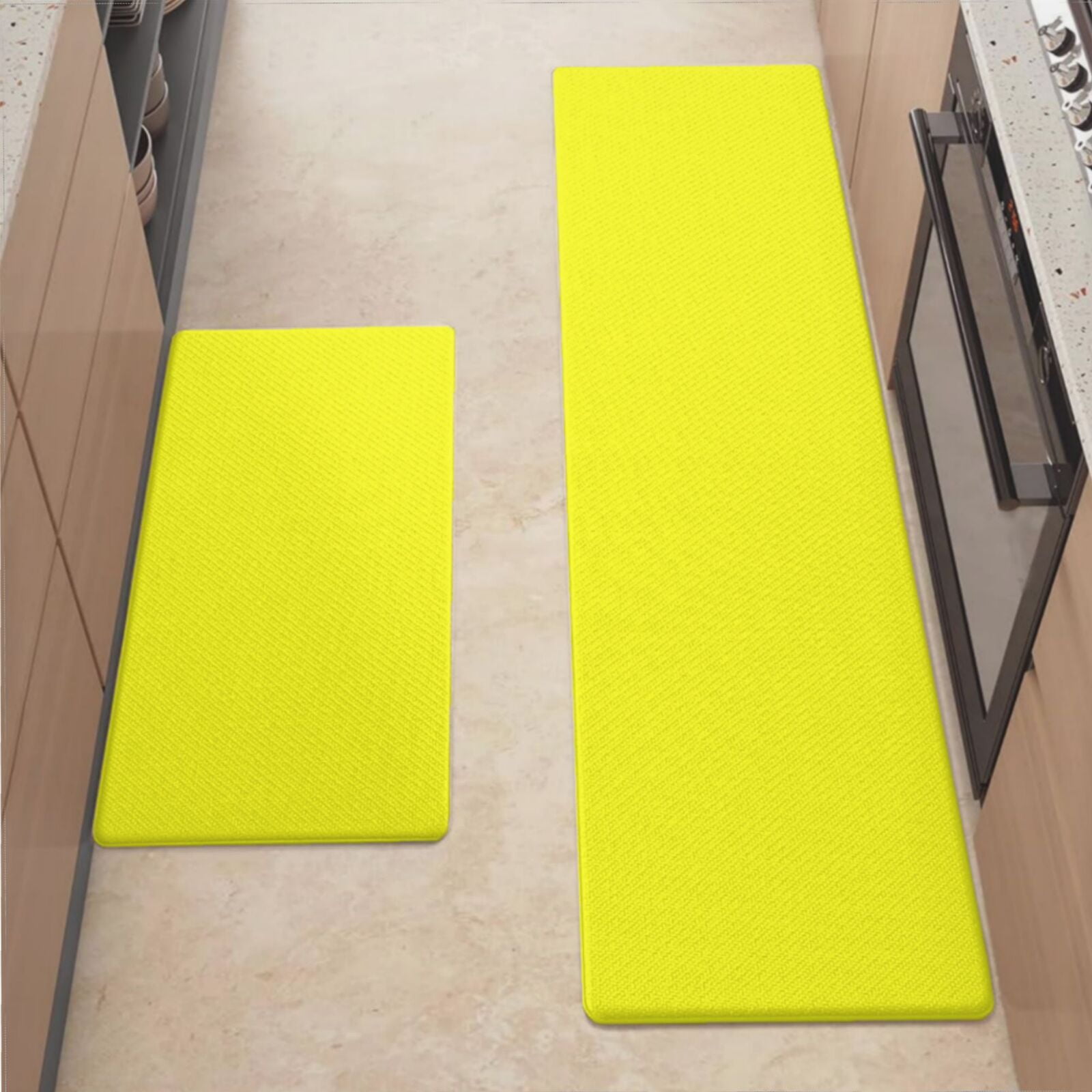Anti Fatigue Kitchen Mat, Lemon Glacier Yellow Kitchen Rugs Non Slip ...
