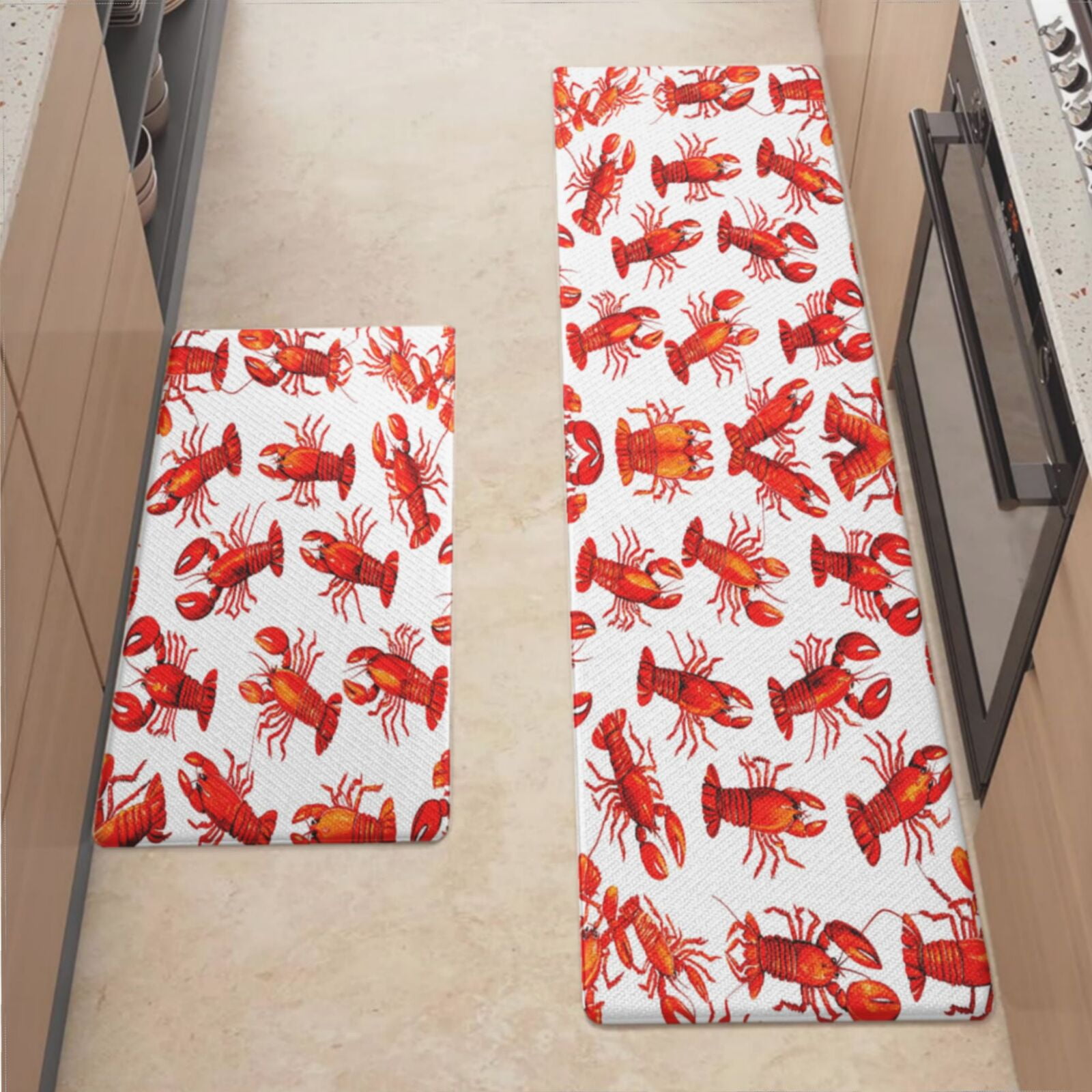 Anti Fatigue Kitchen Mat, Lobster Pattern Print Fabric Kitchen Rugs Non ...