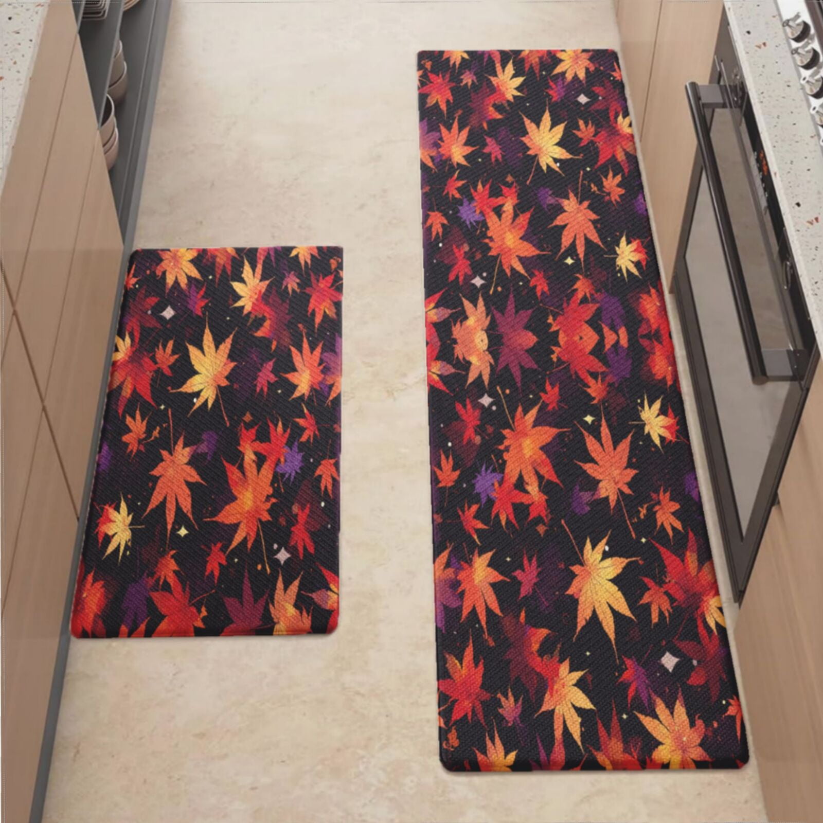 Anti Fatigue Kitchen Mat, Maple Leaf Sets of 2 Kitchen Rugs Non Slip ...