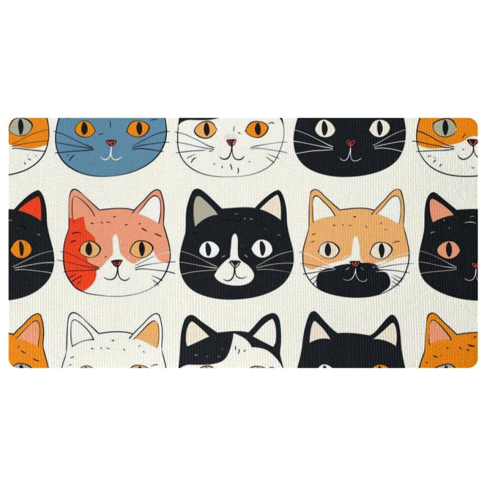 Anti Fatigue Kitchen Mat Non Slip Kitchen Mats with Cats Heads Cute ...