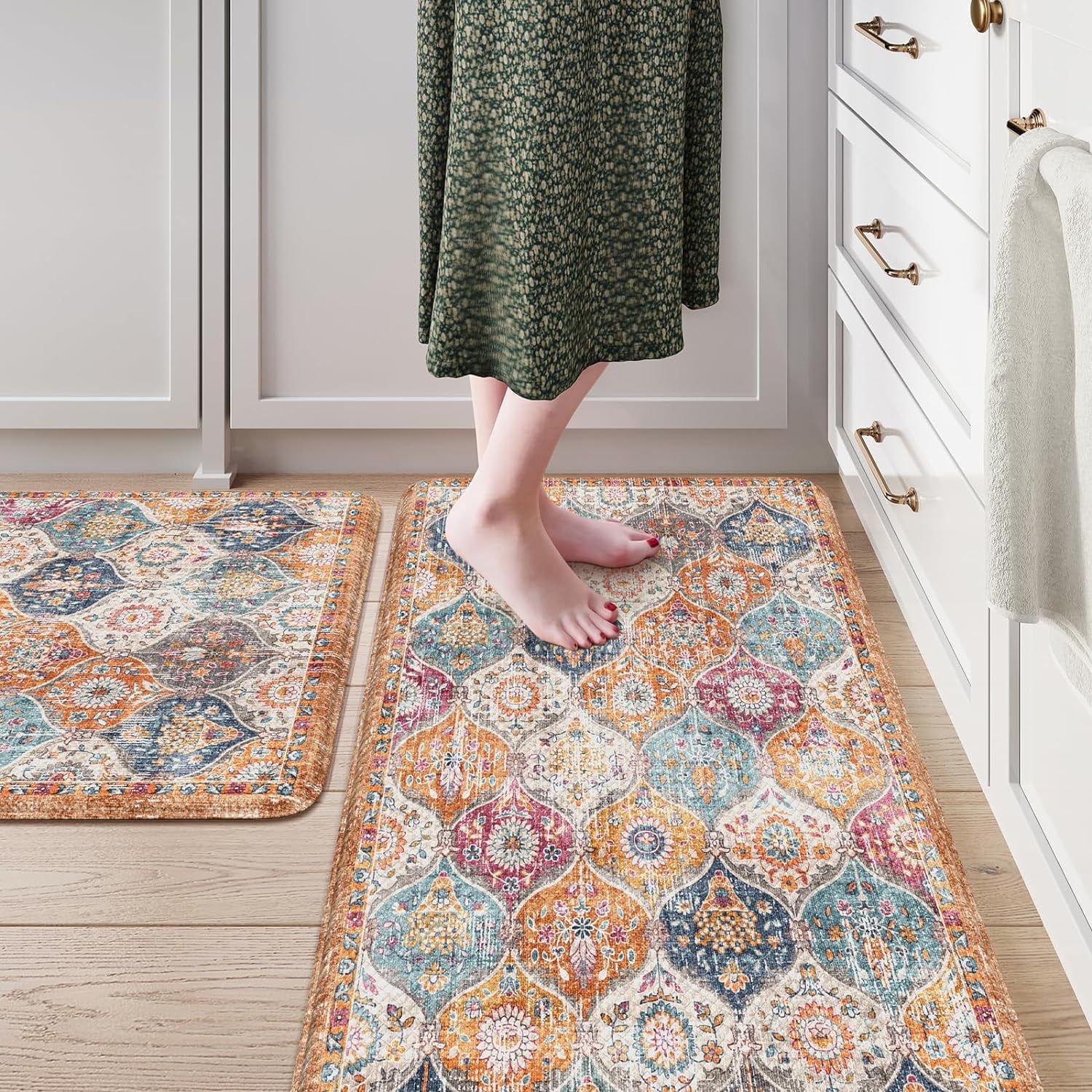 Anti Fatigue Kitchen Mat, Non-Slip Moroccan Trellis Kitchen Mats for ...