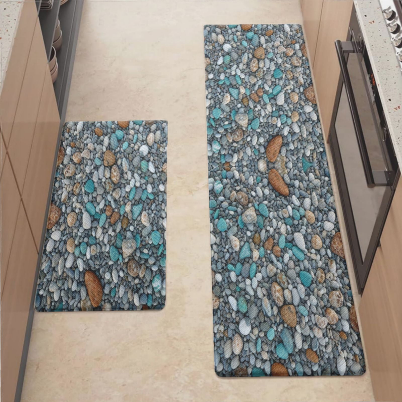Anti Fatigue Kitchen Mat, Pebble Beach Kitchen Rugs Non Slip, Cushioned ...