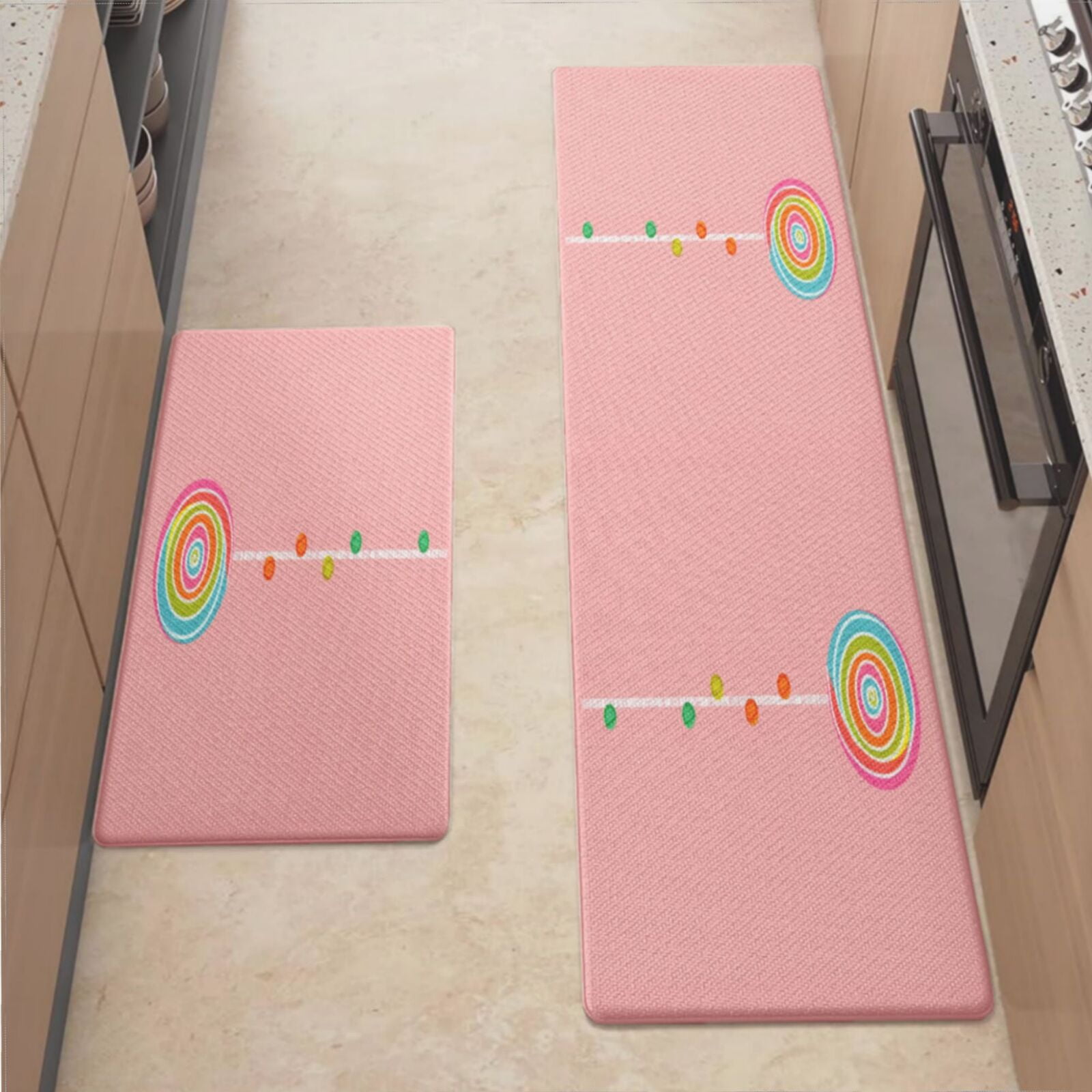 Anti Fatigue Kitchen Mat, Pink Lollipop Candy Kitchen Rugs Non Slip ...