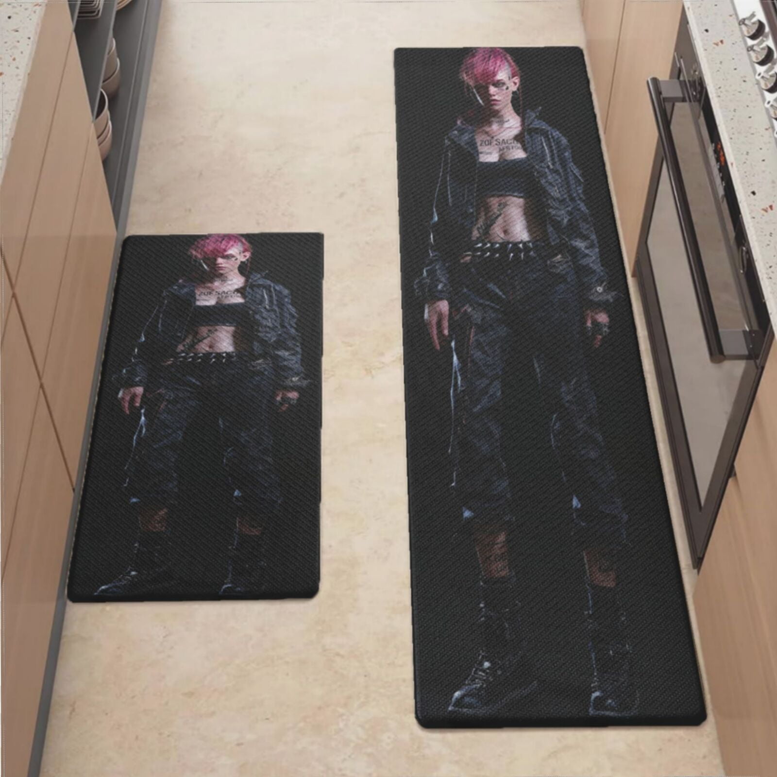 Anti Fatigue Kitchen Mat, Pink Violet Warrior Kitchen Rugs Non Slip ...