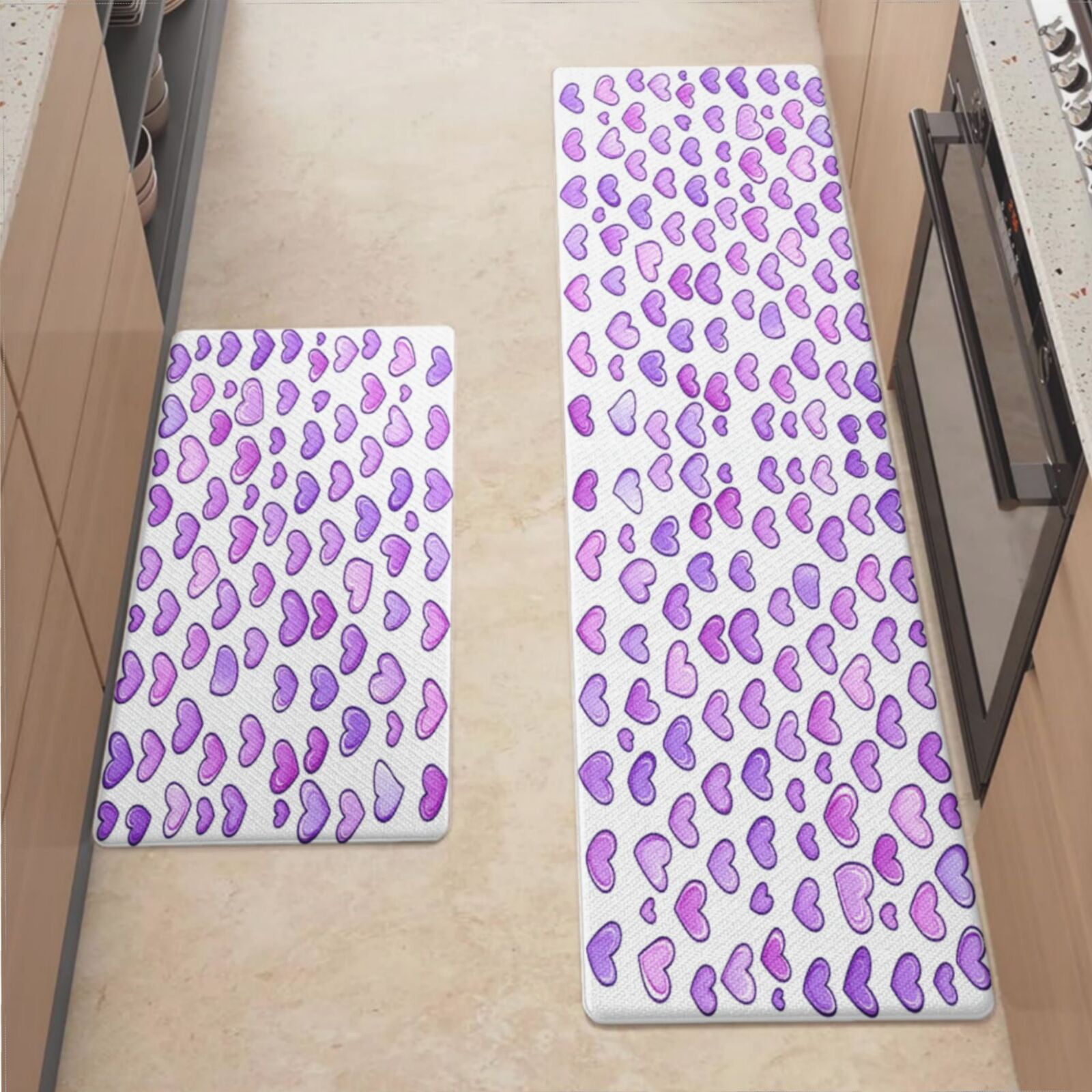 Anti Fatigue Kitchen Mat, Purple Hearts Kitchen Rugs Non Slip ...
