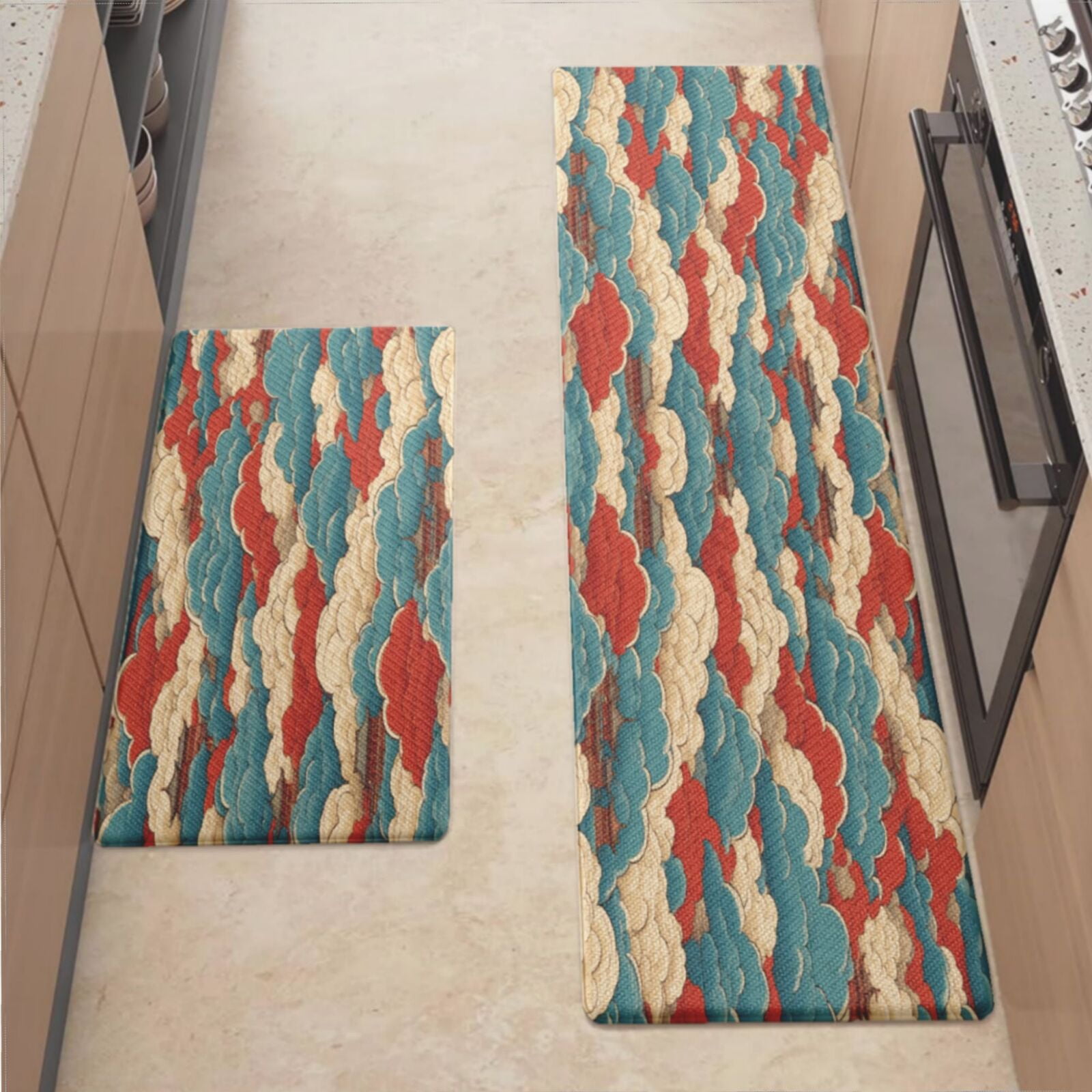 Anti Fatigue Kitchen Mat, Retro Cloud Kitchen Rugs Non Slip, Cushioned ...