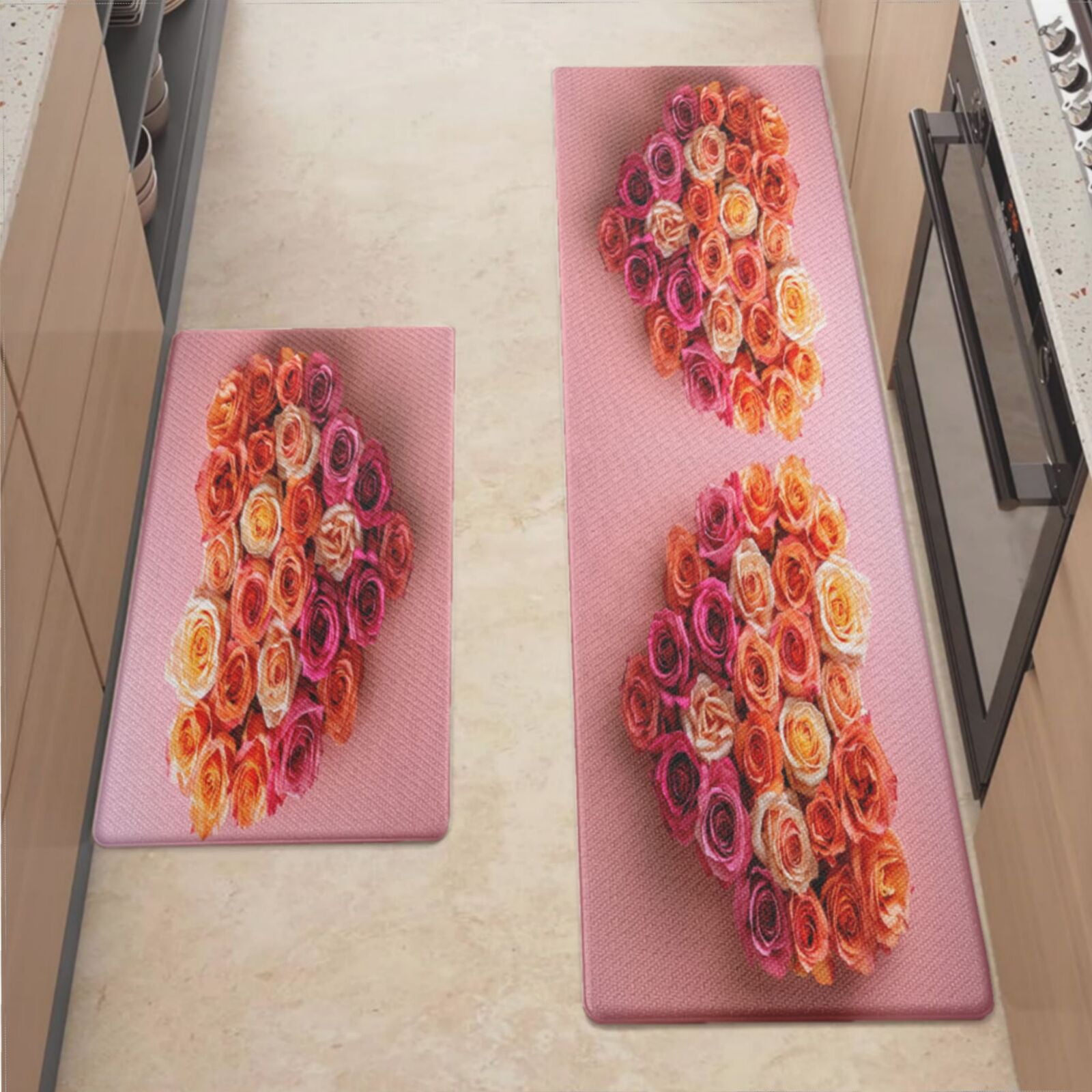 Anti Fatigue Kitchen Mat, Roses Heart Kitchen Rugs Non Slip, Cushioned ...