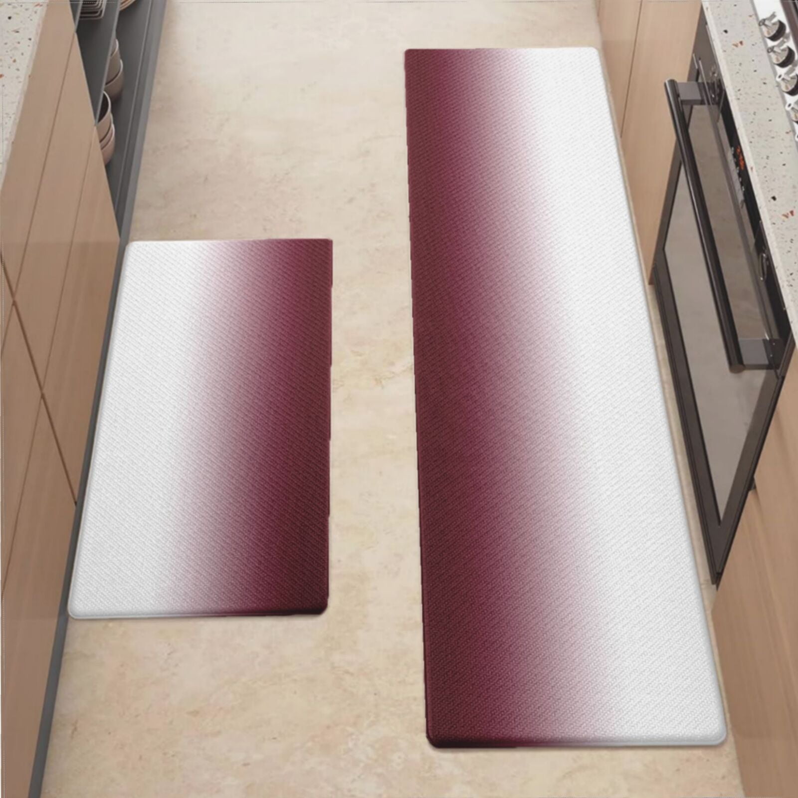 Anti Fatigue Kitchen Mat, Scarlet White Sets of 2 Kitchen Rugs Non Slip ...