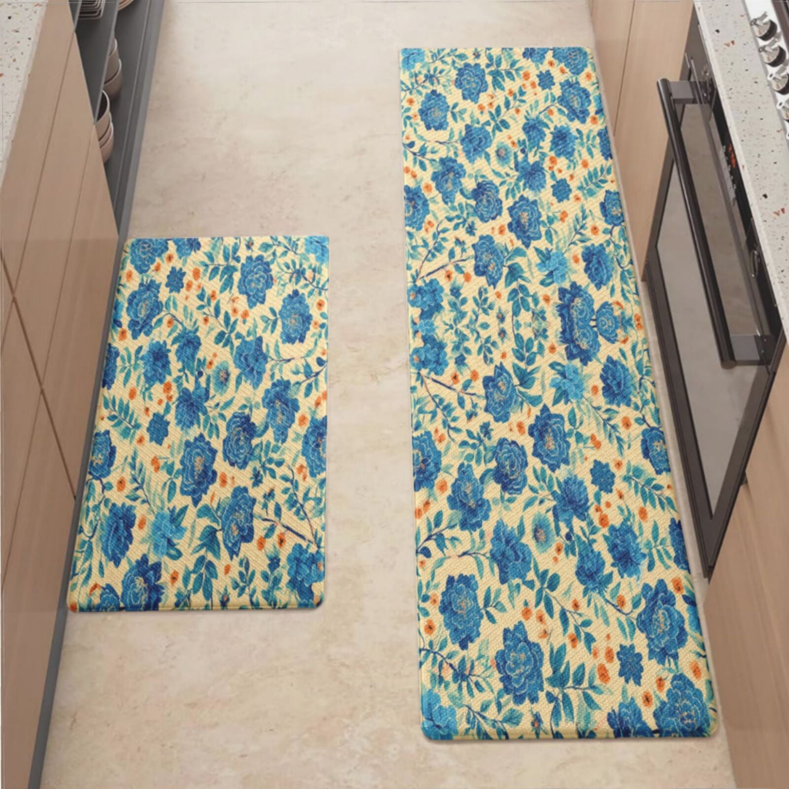 Anti Fatigue Kitchen Mat, Seamless Pattern Sets of 2 Kitchen Rugs Non ...
