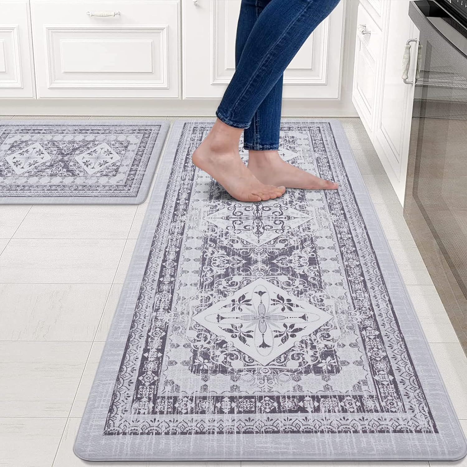 Anti Fatigue Kitchen Mat Set of 2 Waterproof, Farmhouse Kitchen Sink ...