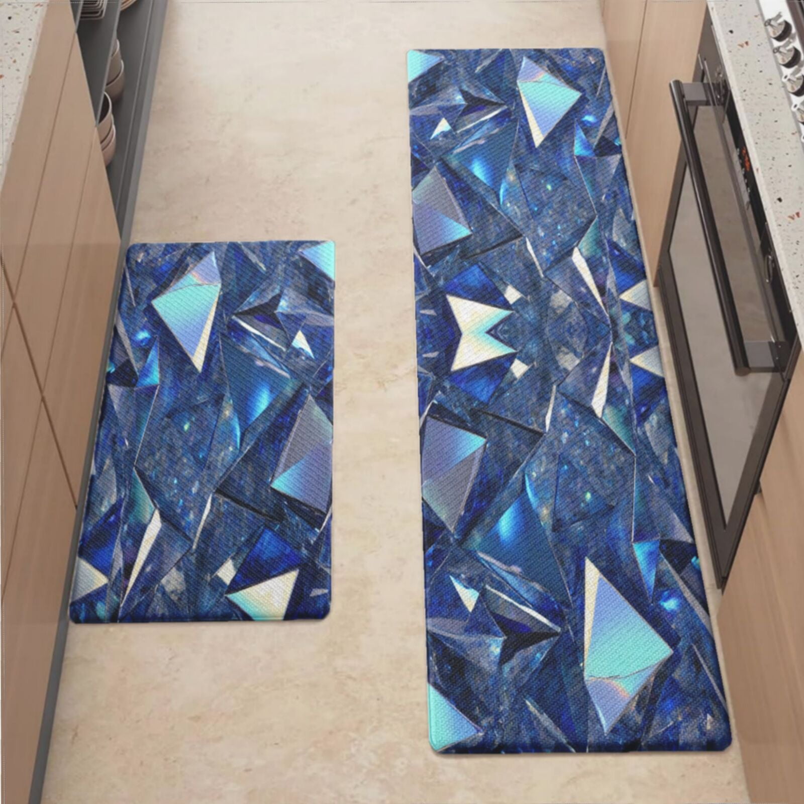 Anti Fatigue Kitchen Mat, Shiny, Metallic Blue Kitchen Rugs Non Slip ...