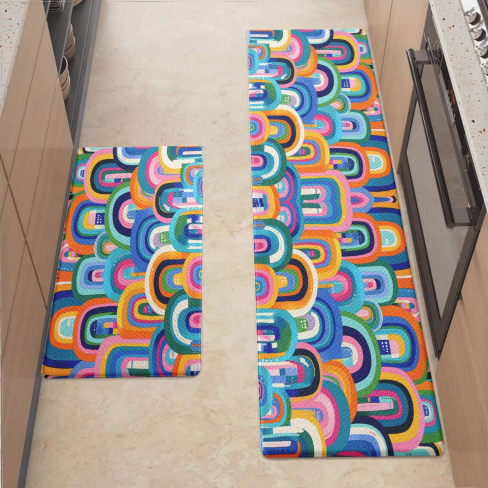 Anti Fatigue Kitchen Mat, Vibrant Color Hues Painting Sets of 2 Kitchen ...