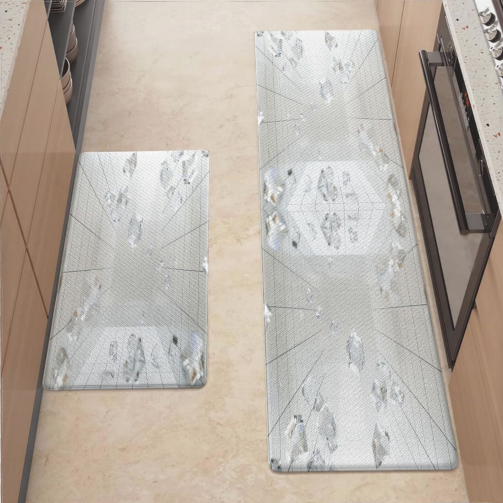 Anti Fatigue Kitchen Mat, White Diamonds Sets of 2 Kitchen Rugs Non ...