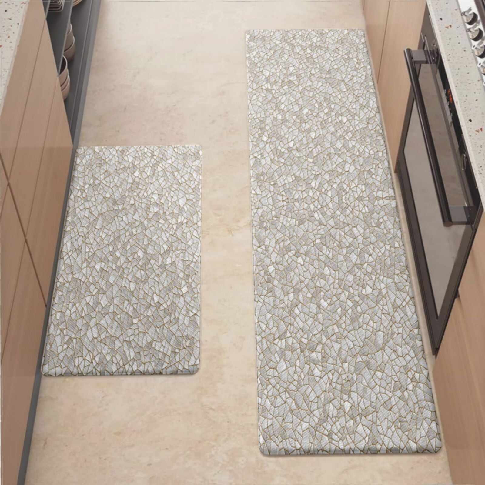 Anti Fatigue Kitchen Mat, White Tiles Crack Kitchen Rugs Non Slip ...