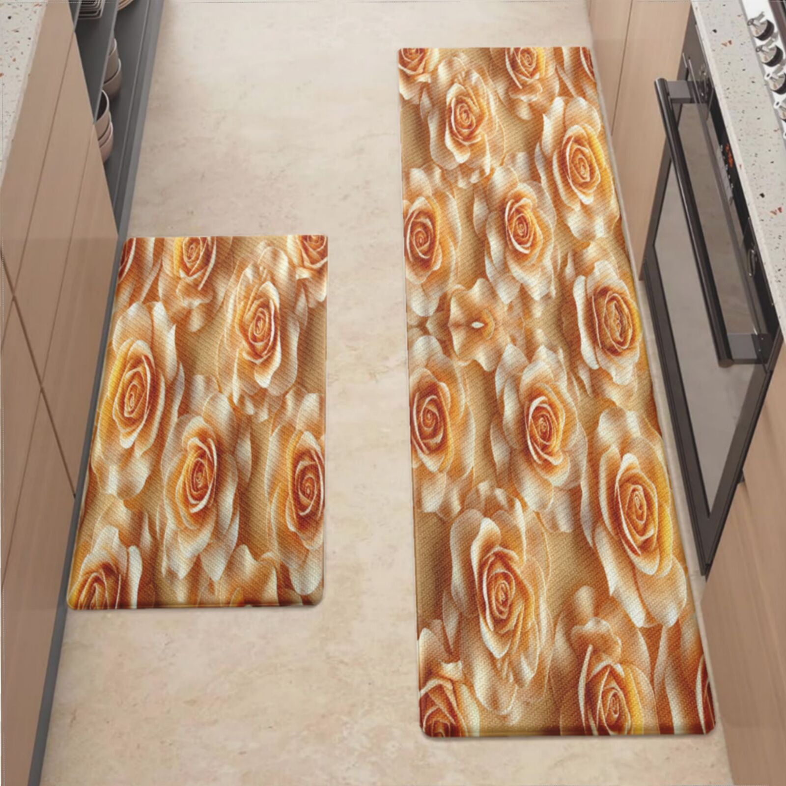 Anti Fatigue Kitchen Mat, Yellow Flowers Roses Valentine'S Day Kitchen ...