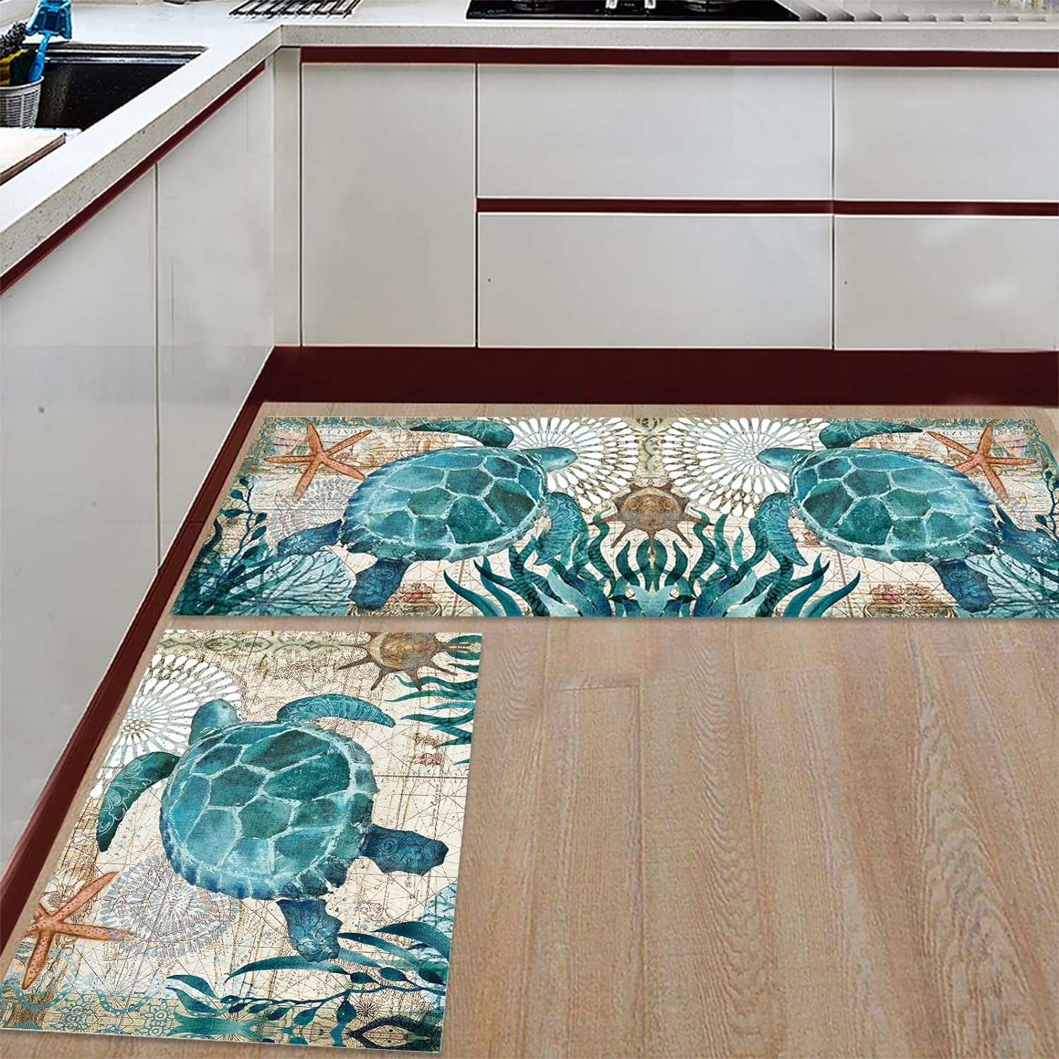 Anti-Fatigue Kitchen Mats 2 Piece Set Non-slip Absorbent Kitchen Mat ...