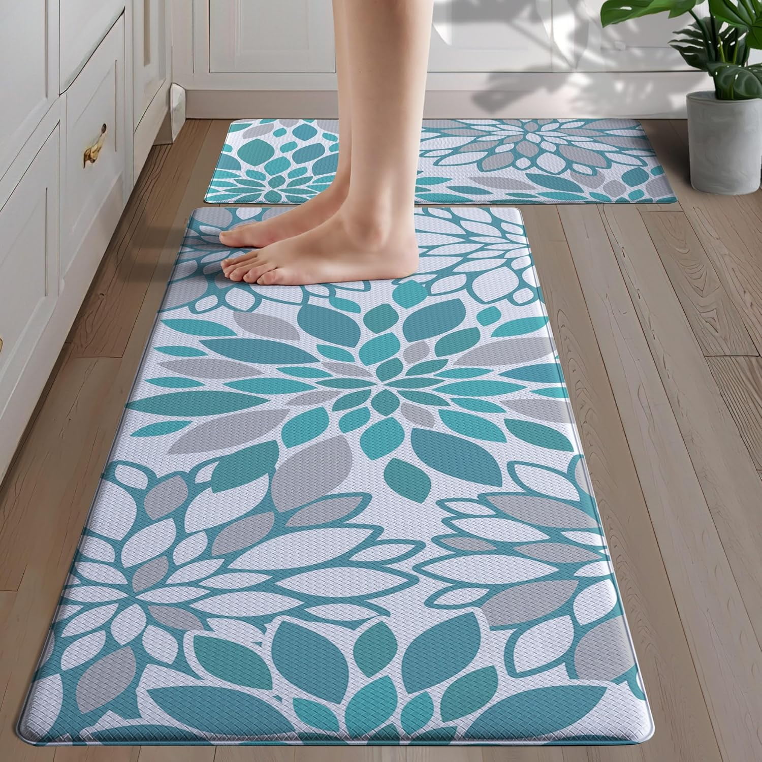 Anti Fatigue Kitchen Mats, Cushioned Boho Farmhouse Kitchen Rugs Set of ...