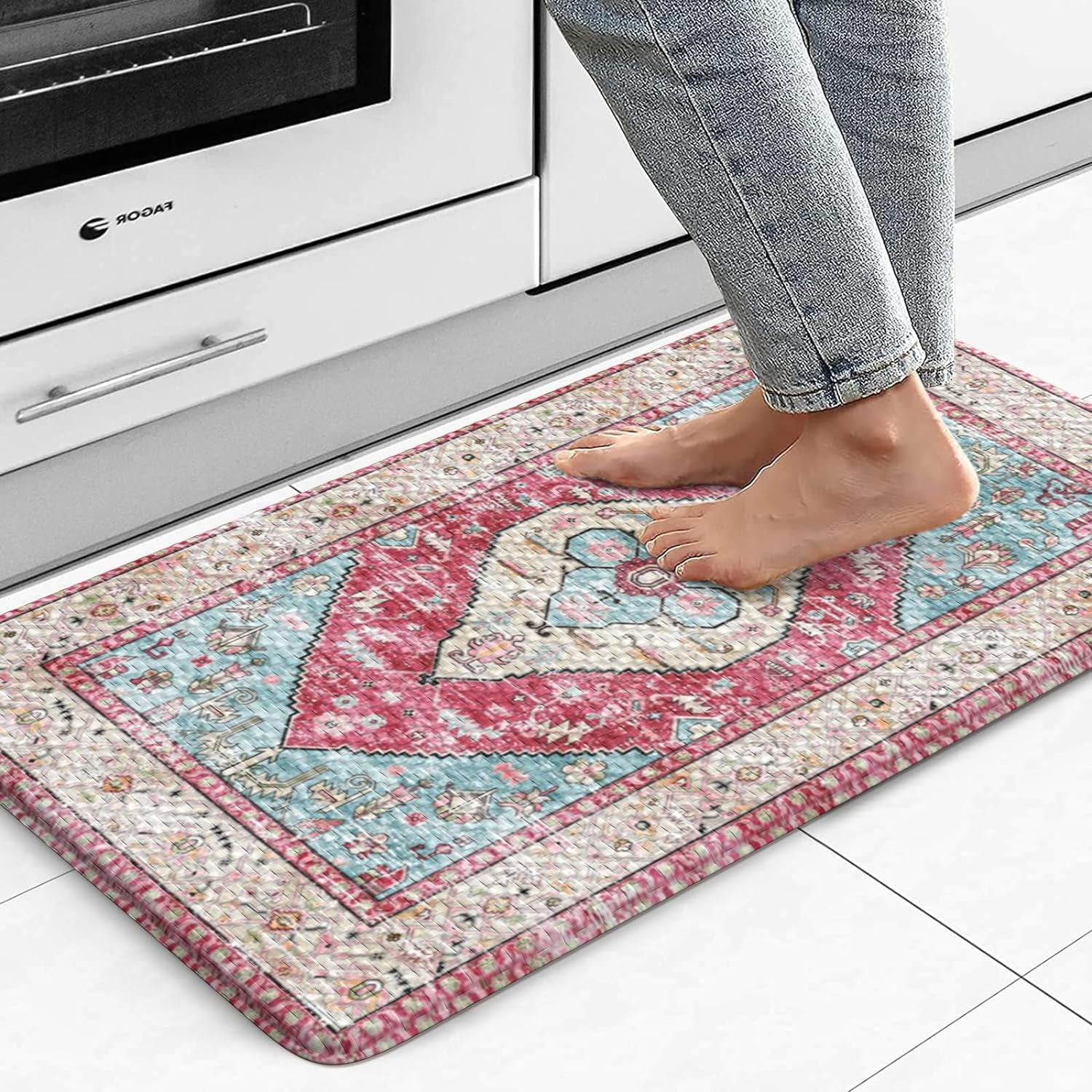 Anti Fatigue Kitchen Mats for Floor,17.3" x 29" Vintage Cushioned ...