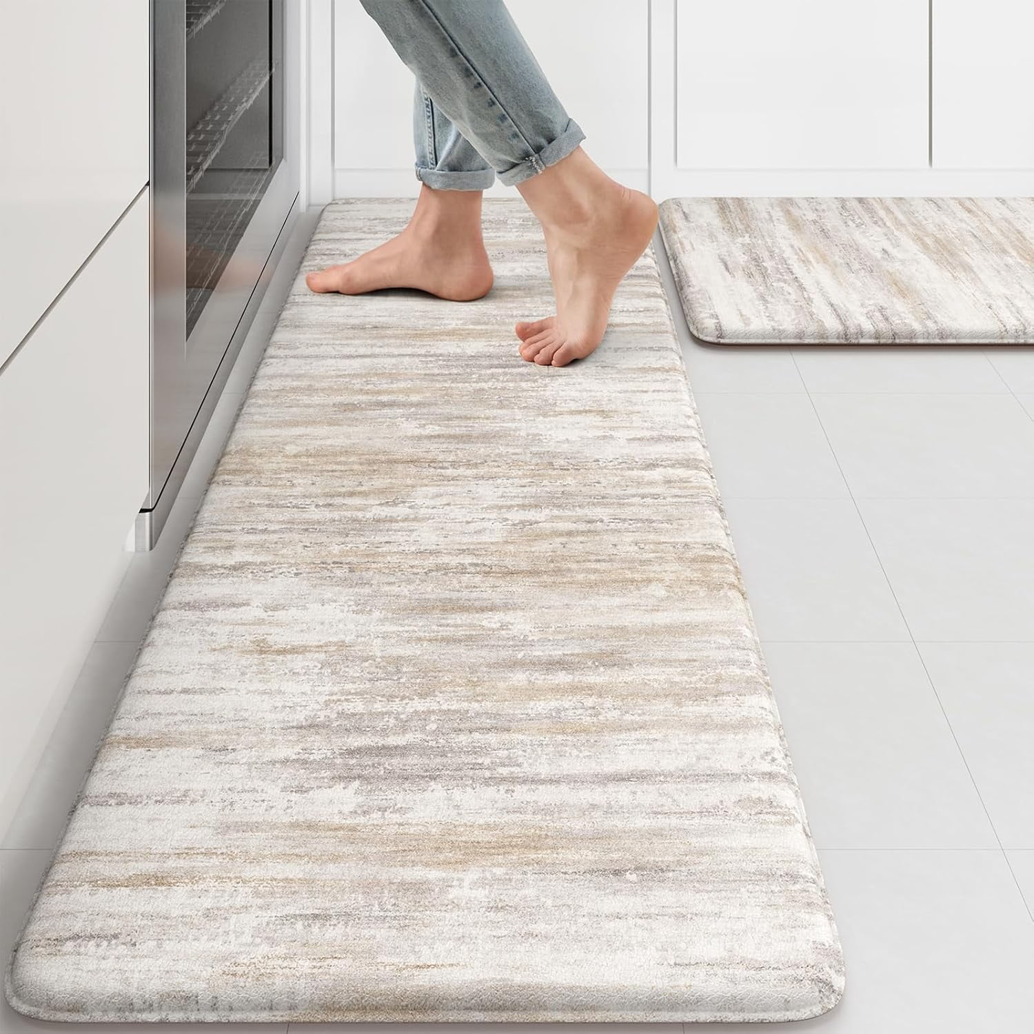Anti Fatigue Kitchen Mats for Floor 2 Piece, Cushioned Abstract Kitchen ...
