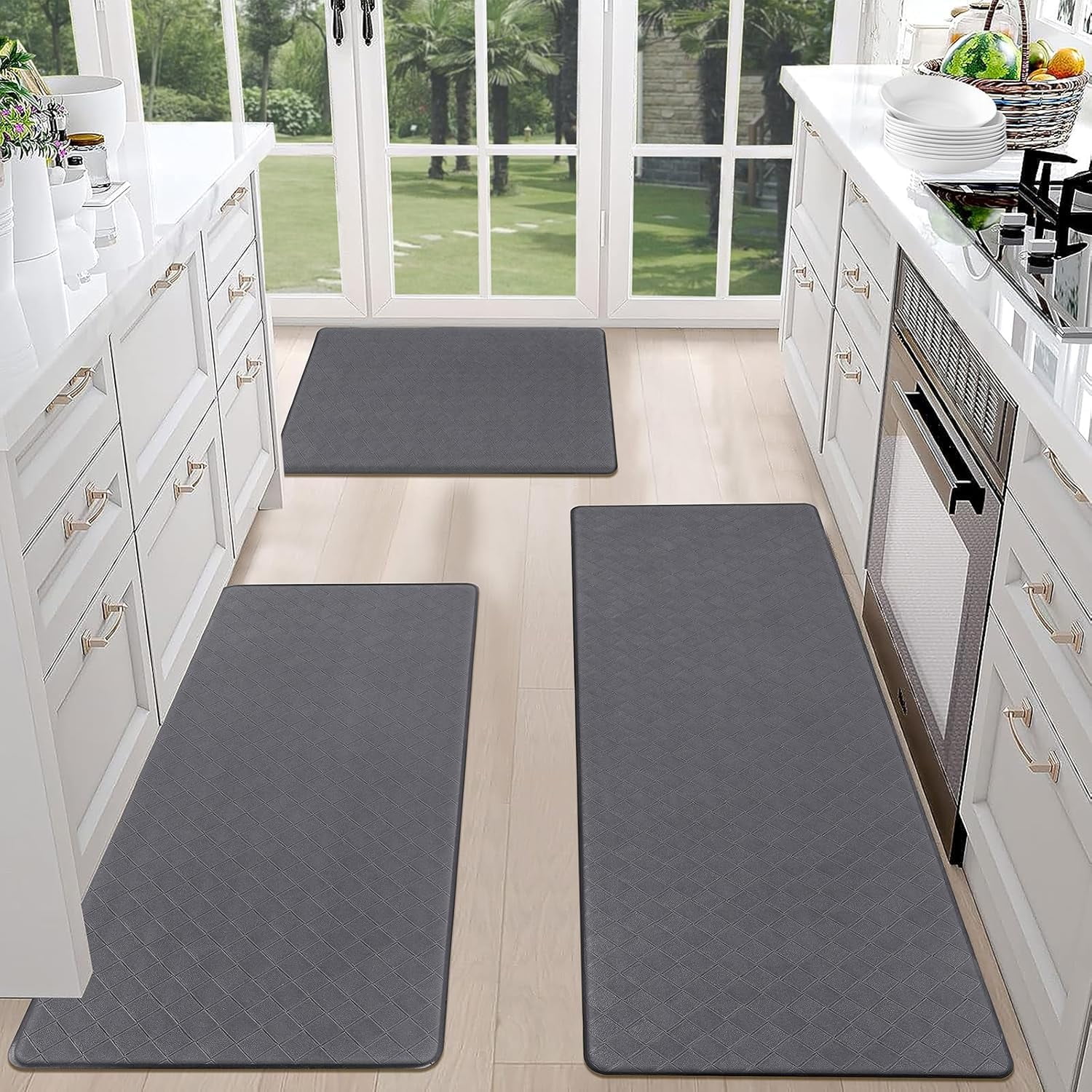 Anti Fatigue Kitchen Mats for Floor Set of 3 Cushioned Kitchen Rug Sets ...