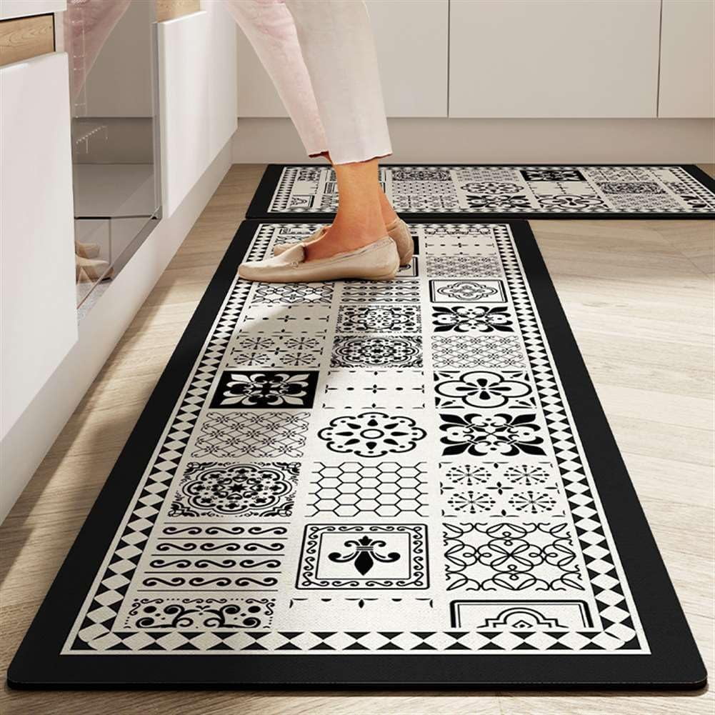 Anti Fatigue Kitchen Mats for Floor, Soft Diatom Mud Non Slip Waterproof Moroccan Pattern ...