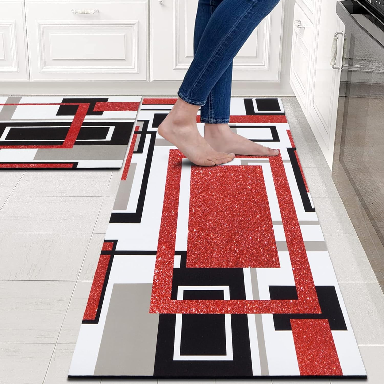 Anti Fatigue Kitchen Mats Set of 2, Non Slip Cushioned Kitchen Rug Sets ...