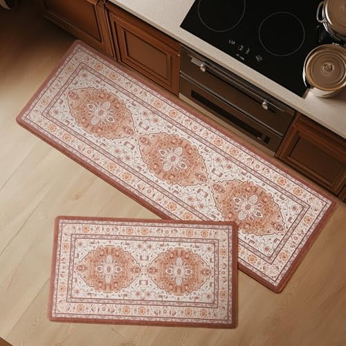 Anti Fatigue Kitchen Mats Set 2 PCS, Waterproof & Non-Skid Medallion ...