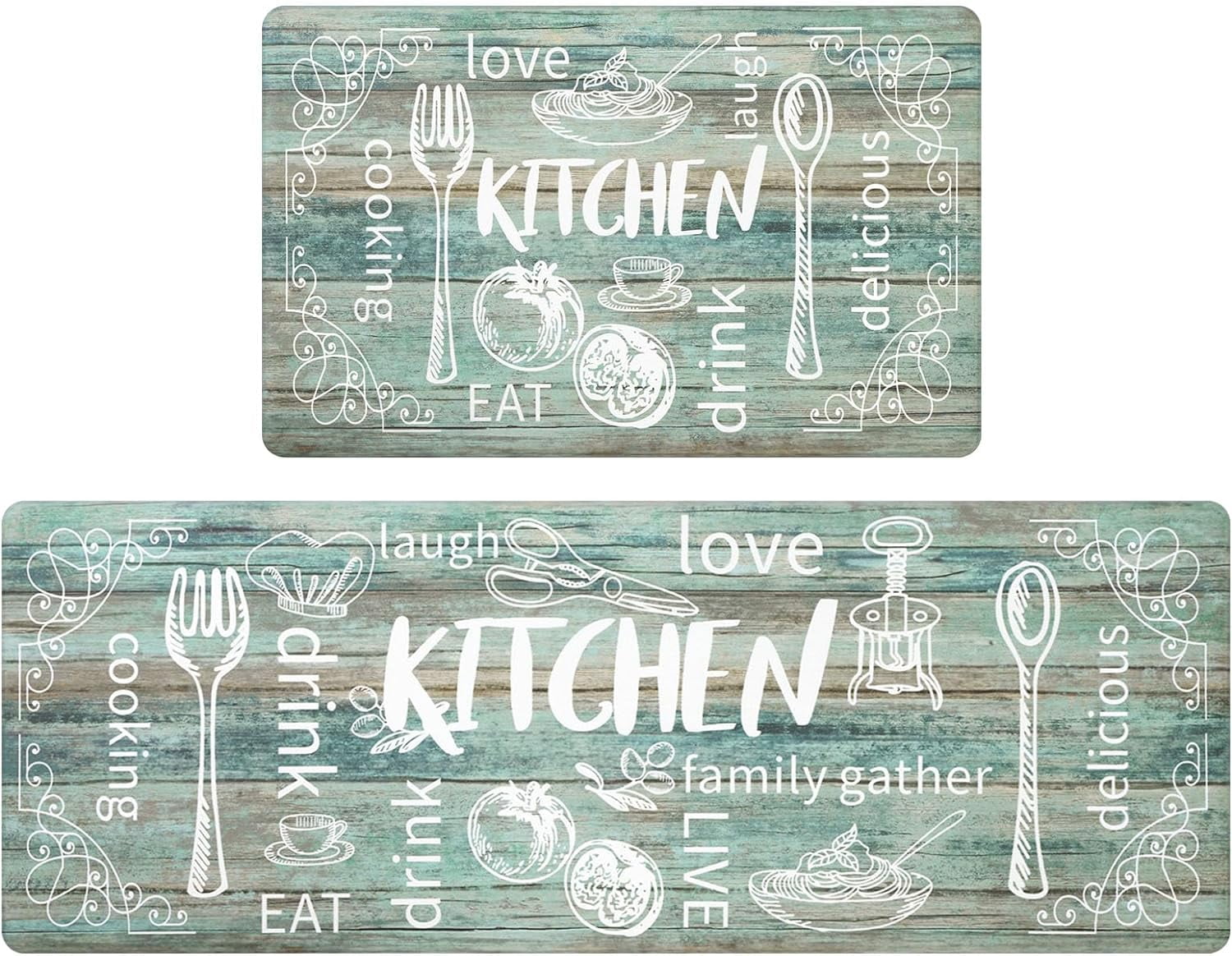 Anti Fatigue Kitchen Rug Set of 2 Non Slip Cushioned Kitchen Mats for ...