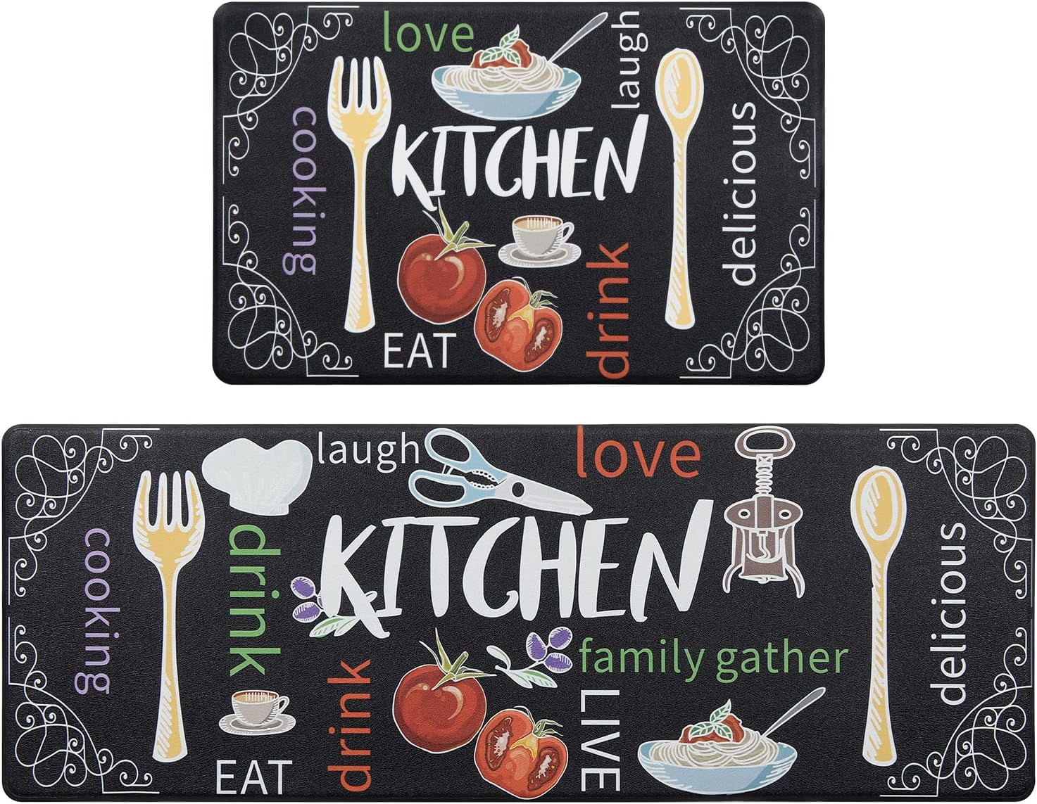 Anti Fatigue Kitchen Rug Set of 2 Non Slip Cushioned Kitchen Mats for ...