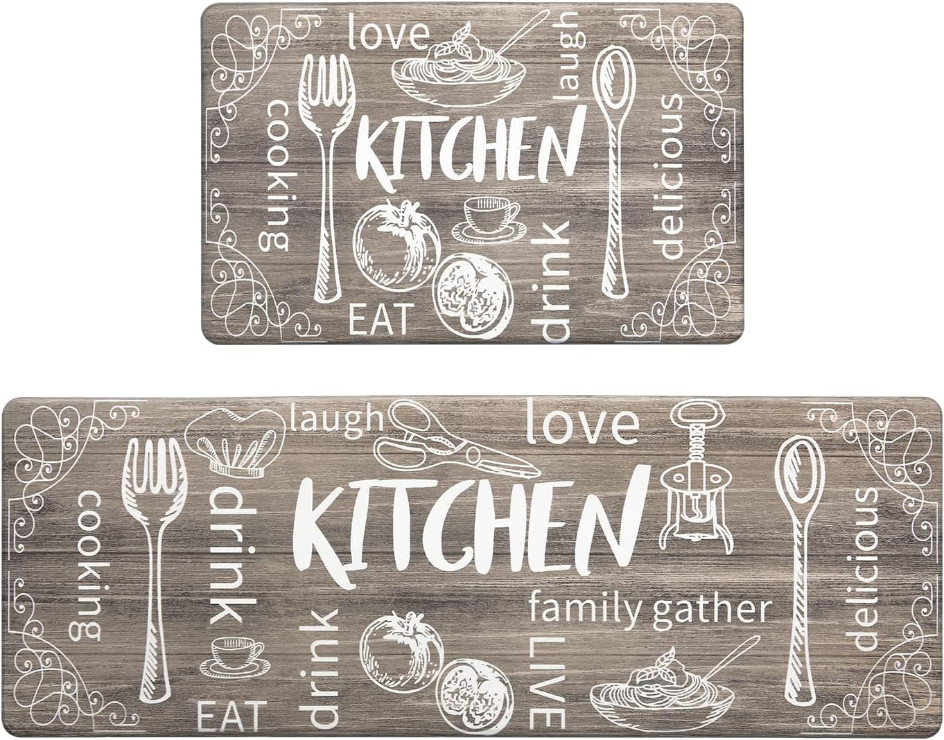 Anti Fatigue Kitchen Rug Set of 2 Non Slip Cushioned Kitchen Mats for ...